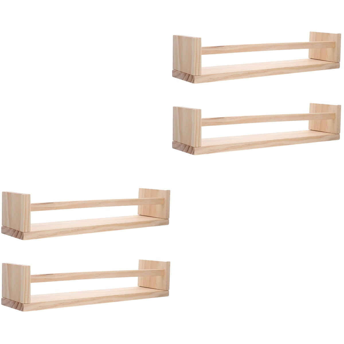 HOMEMAXS 4 pcs Wall-mounted Wooden Shelves Wall Storage Rack Household ...