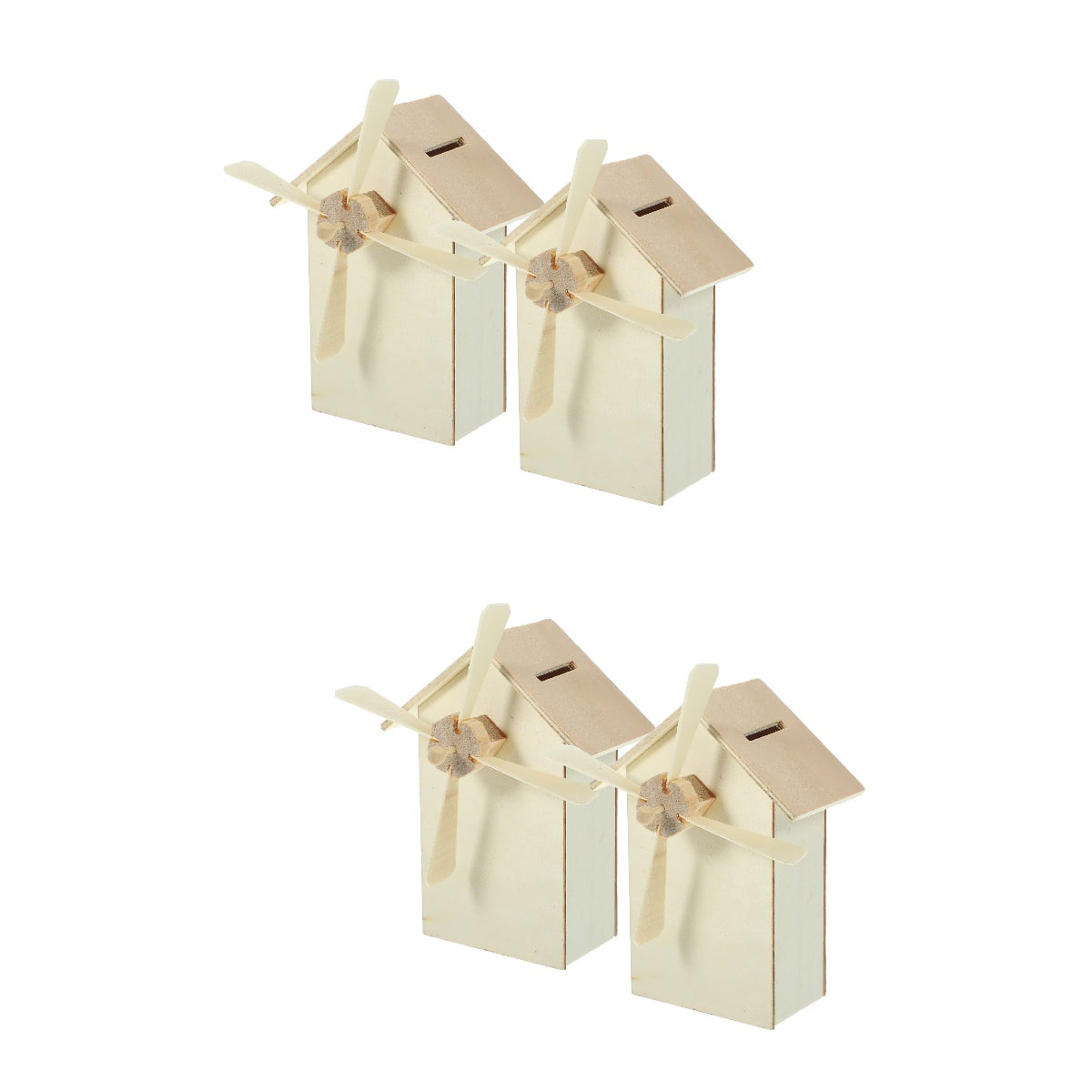 HOMEMAXS 4 pcs Wooden House Windmill Shaped Piggy Banks Money Saving ...