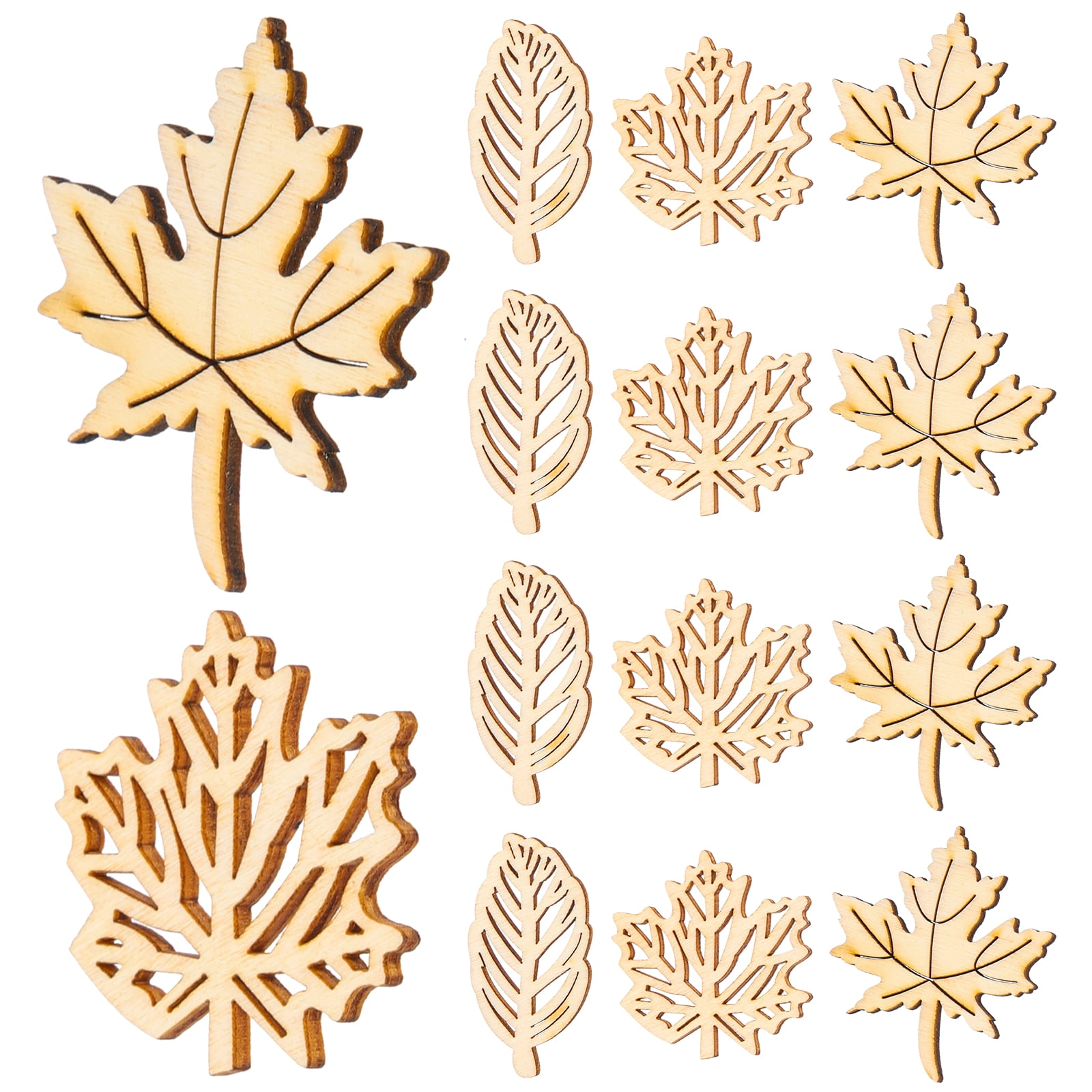 HOMEMAXS 40 PCS Veneers Slices Unfinished Cutouts Fake Maple Leaf ...