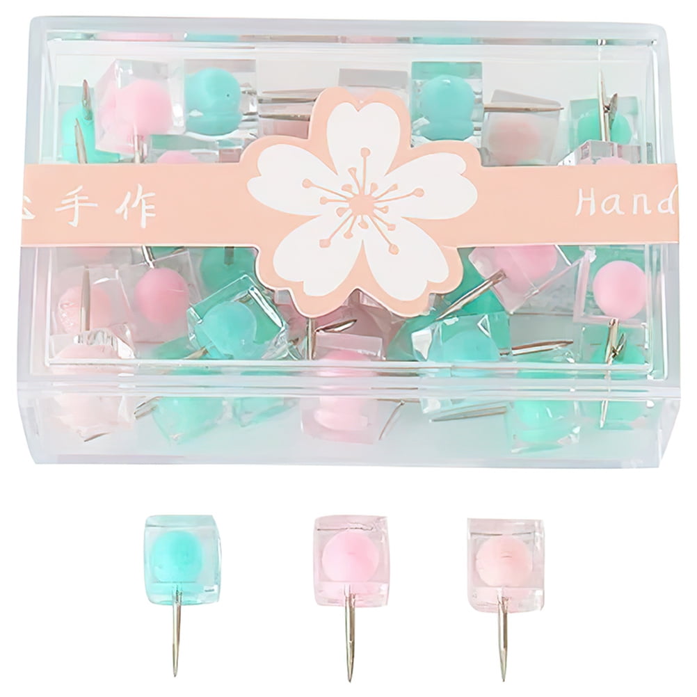 40 Pieces Assorted Color Plastic Thumb Tacks for Home Use Square Head ...