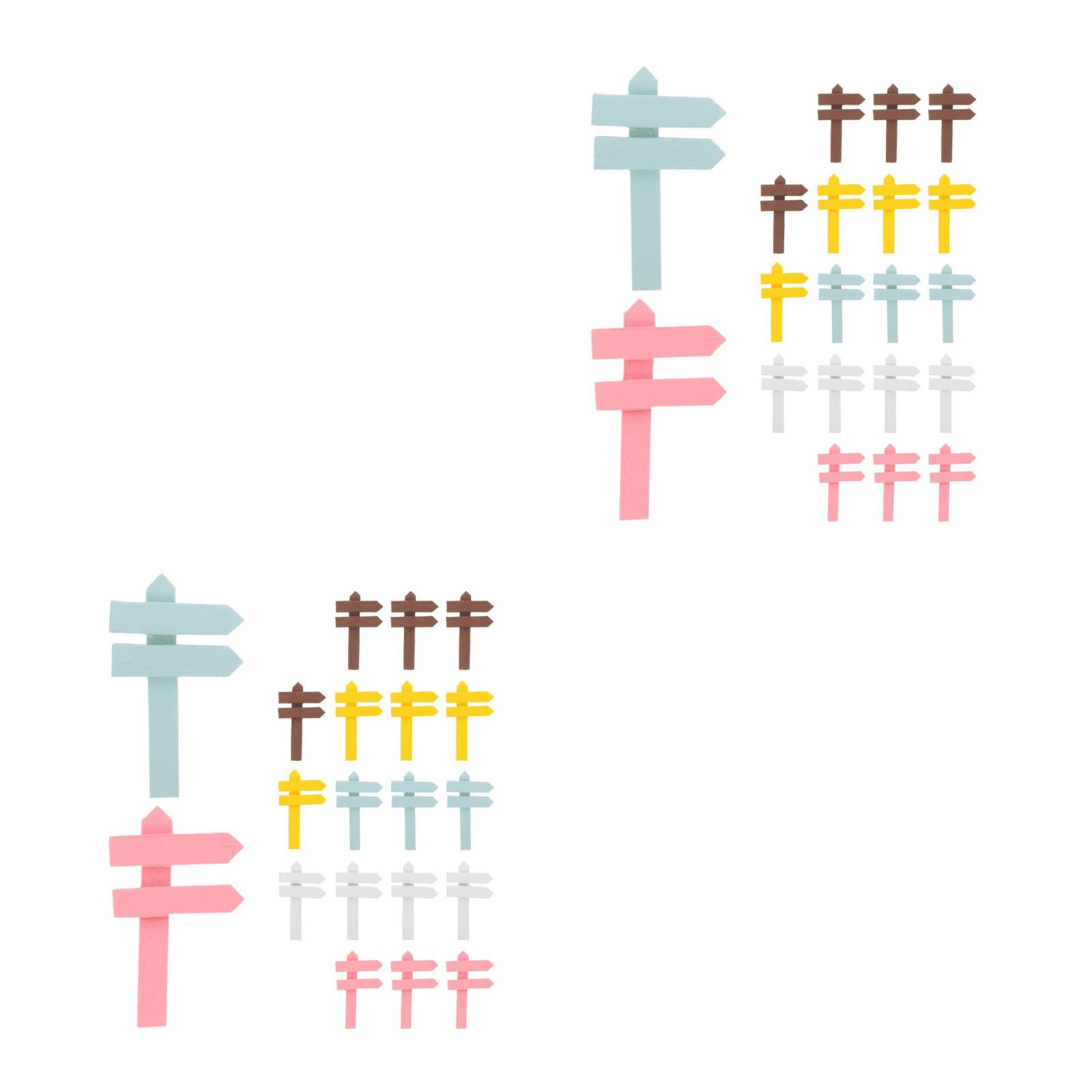 HOMEMAXS 40 pcs Miniature Wood Fence Sign Post Miniature Garden ...