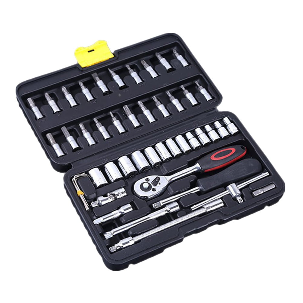 46PC Professional Mechanics Tool Set with Ratchet Wrench Socket ...
