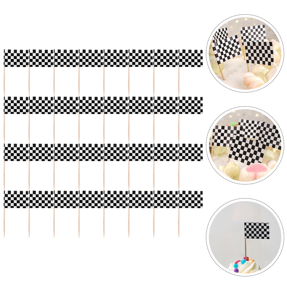 HOMEMAXS 48 Pieces Multi Paper Racing Flag Cupcake Picks for Decorating ...
