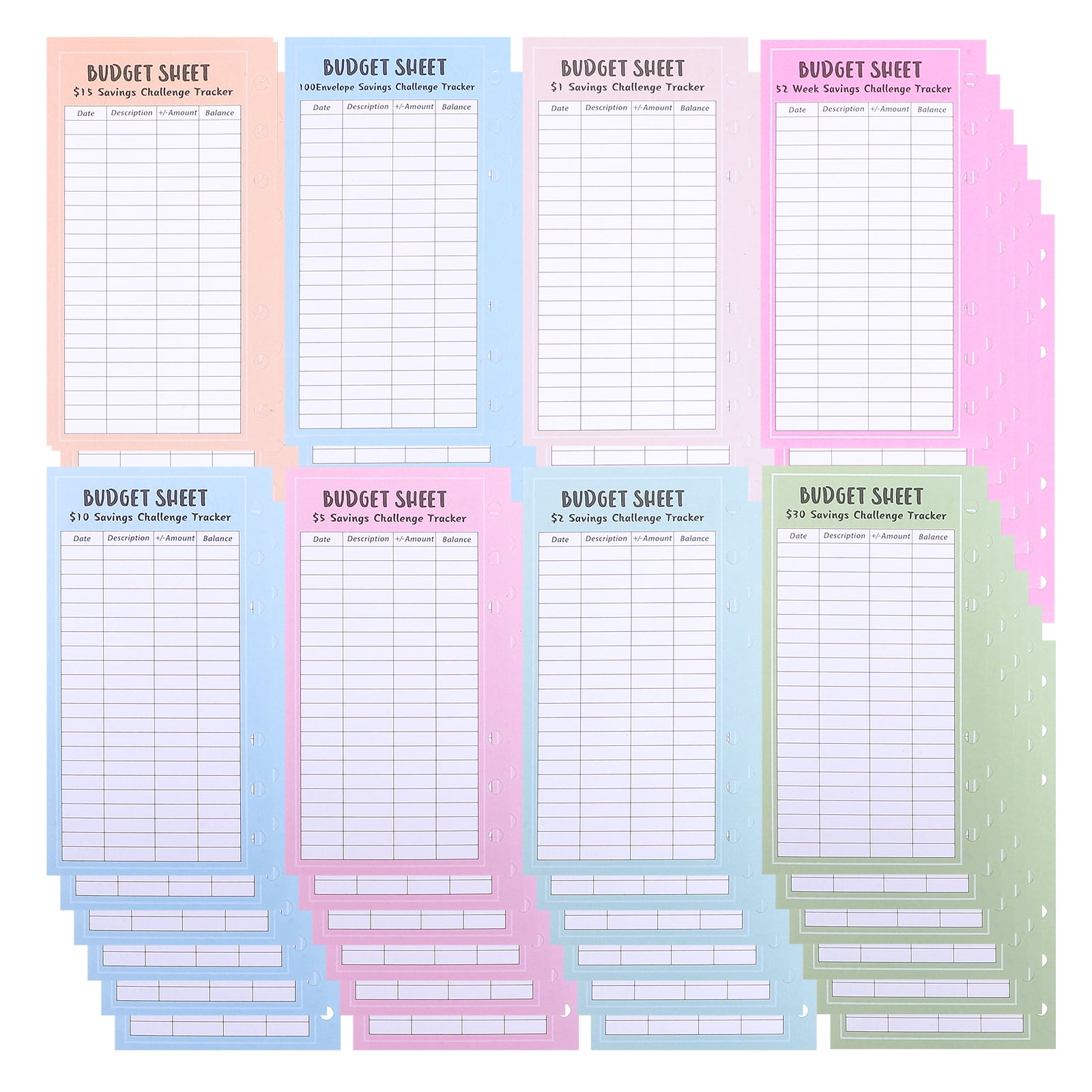 HOMEMAXS 48 Sheets Money Deposit Card Budget Binder Paper Clips ...