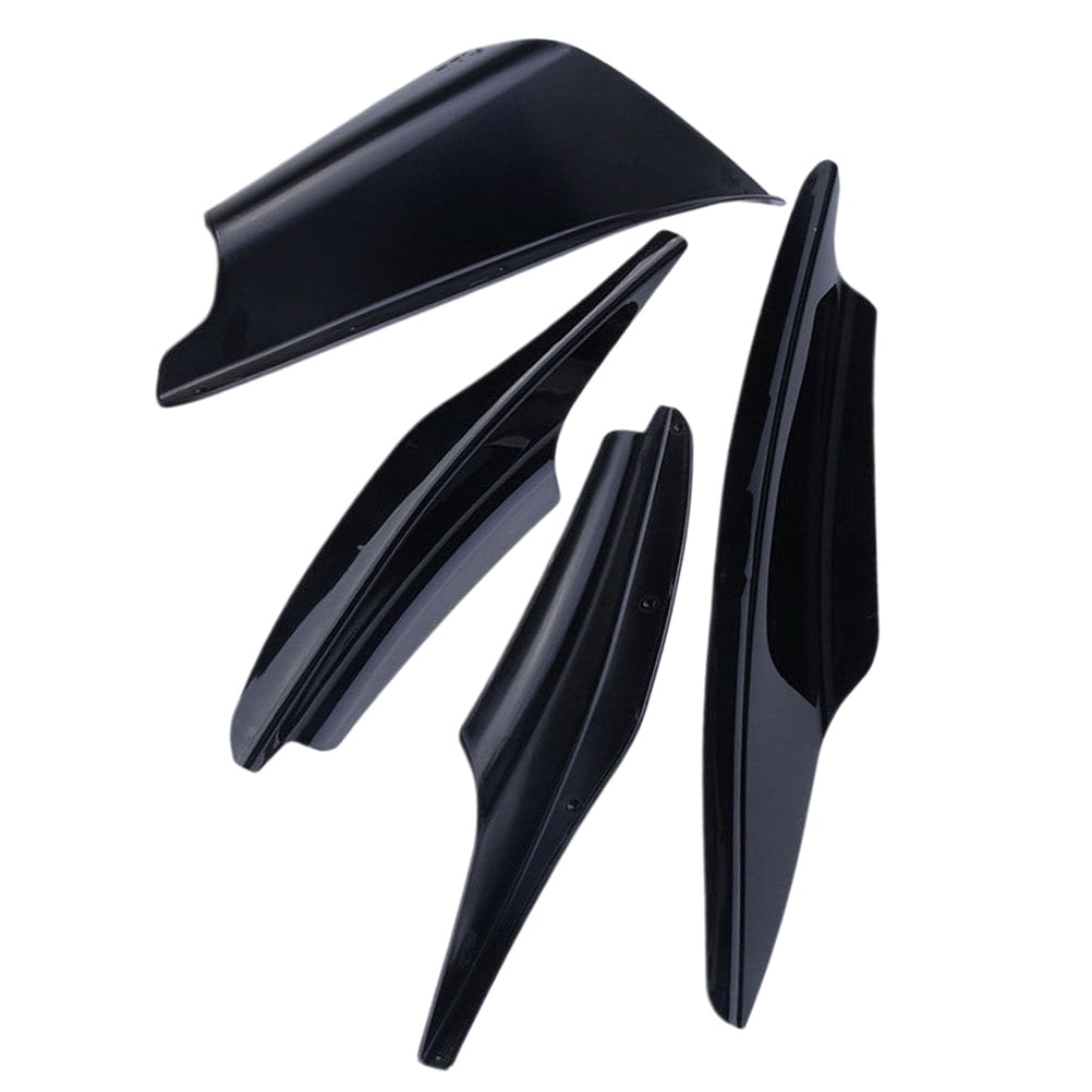 4Pc Universal Plastic Surface Car Bumper Front Lip Wrap Angle Spoiler ...