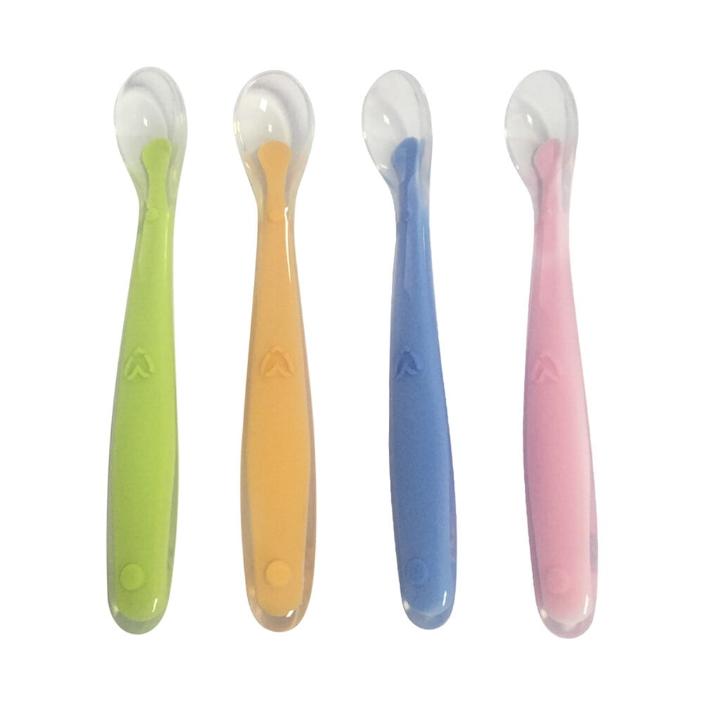 HOMEMAXS 4Pcs Baby Feeding Spoons Silicone Training Feeding Spoons ...