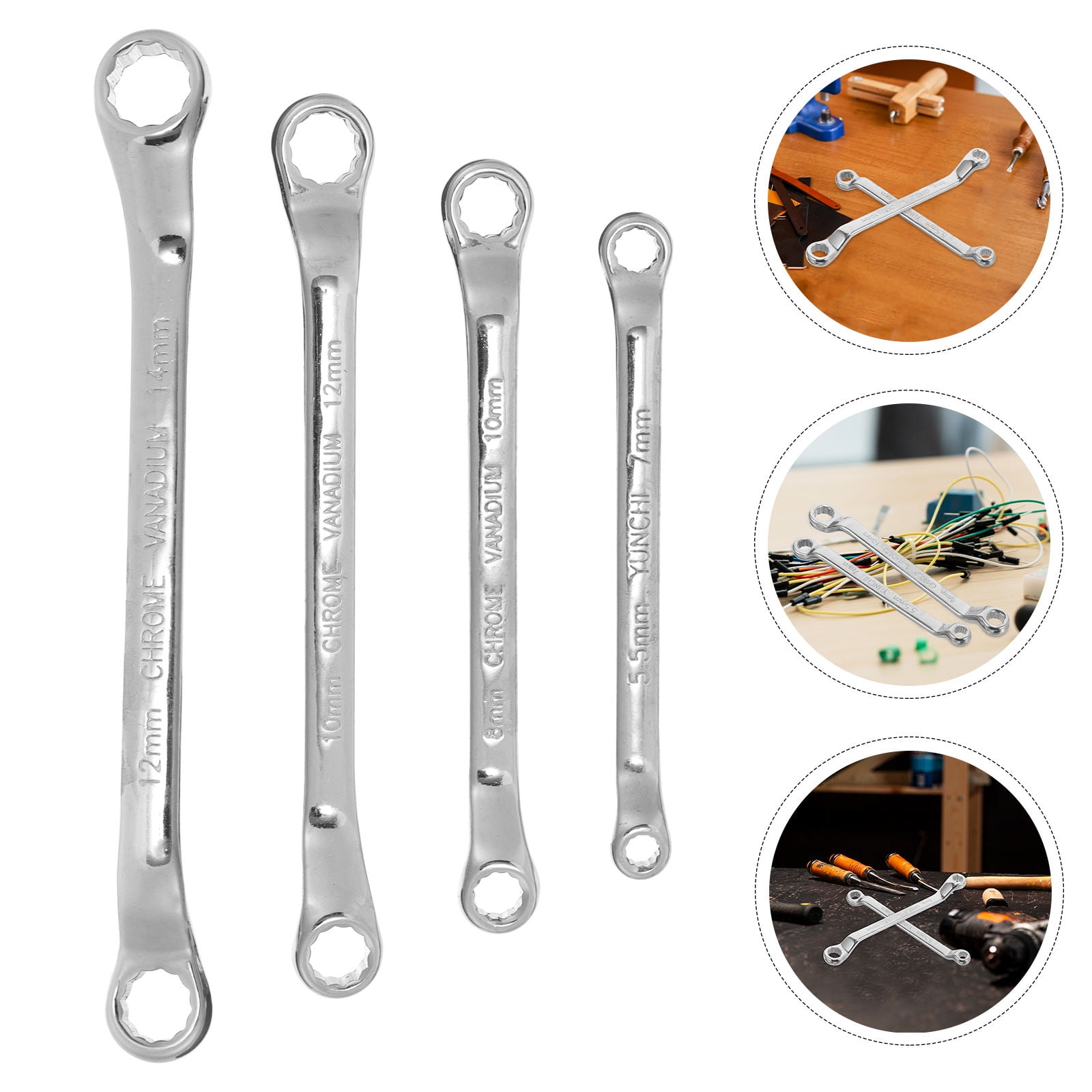 HOMEMAXS 4Pcs Dual-head Ratchet Wrench Repair Tool Universal Ratcheting ...