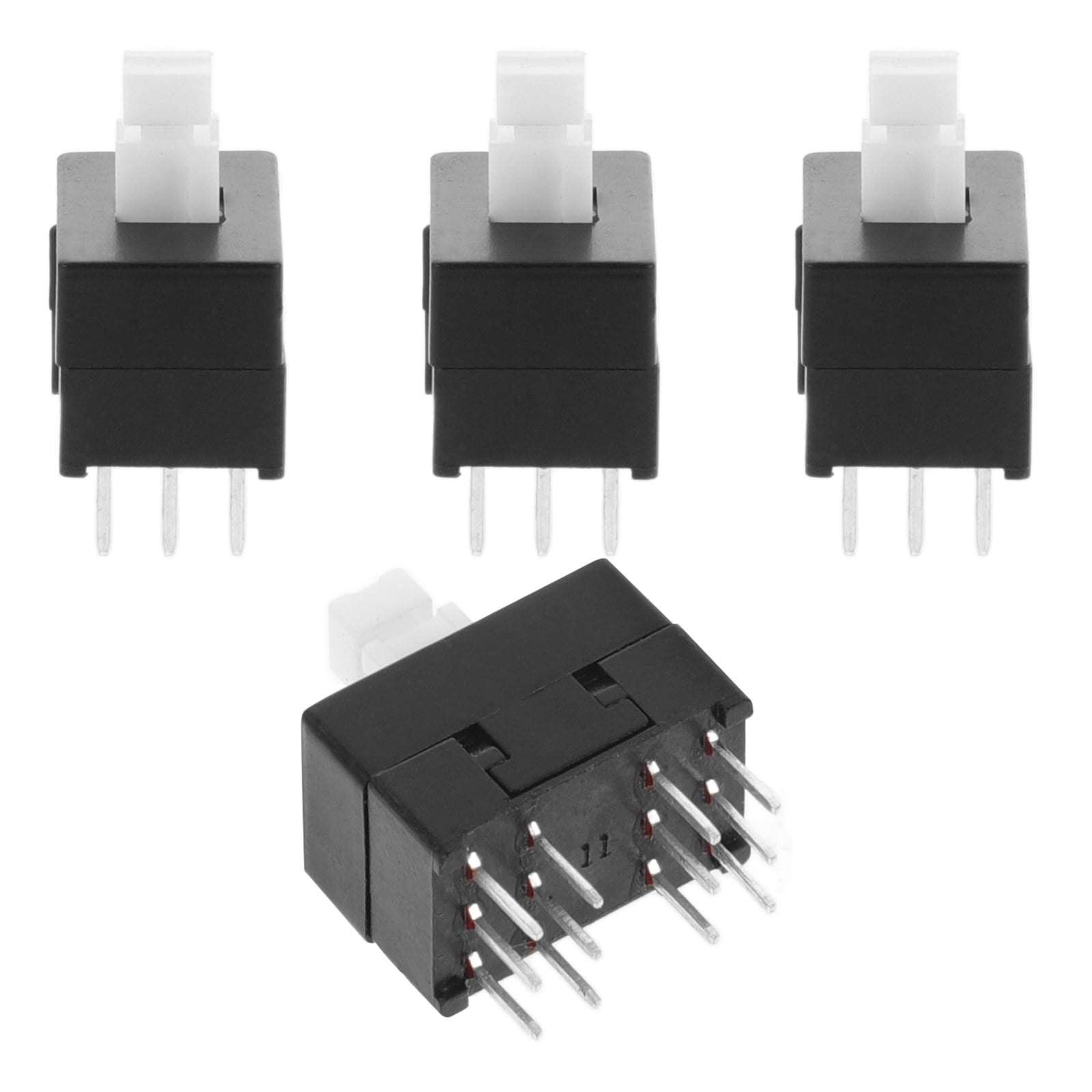 HOMEMAXS 4Pcs Plastic Metal Self-locking Switch Mini Push Buttons ...