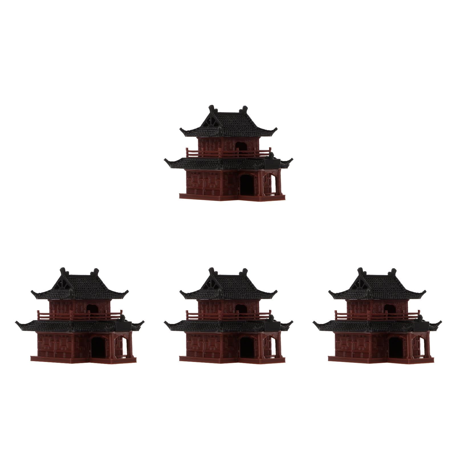 HOMEMAXS 4pcs Chinese Garden Pavilion Statue, Mini Bonsai Pavilion ...