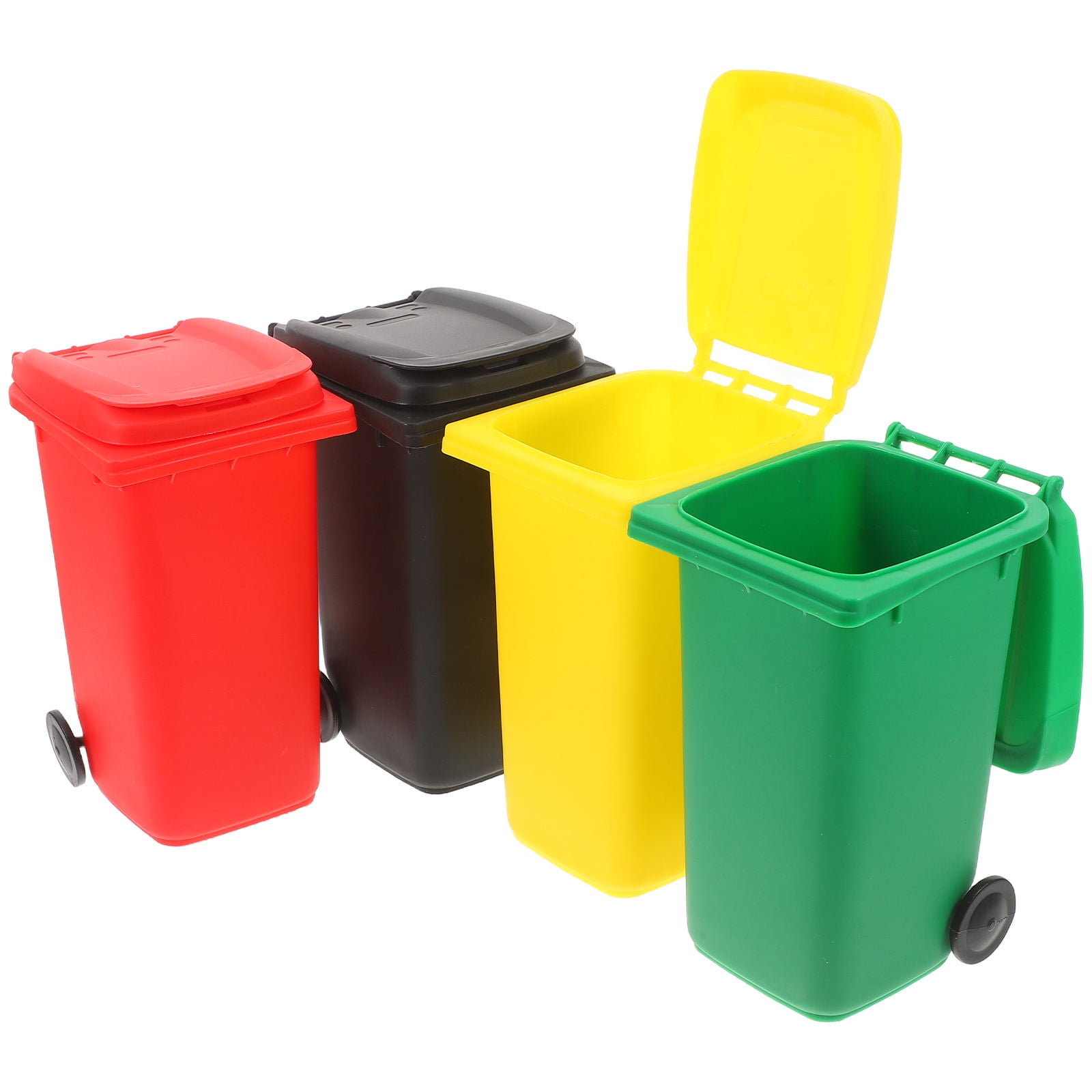 HOMEMAXS 4pcs Cute Mini Trash Can Pen Holders With Lid For Desk Plastic ...