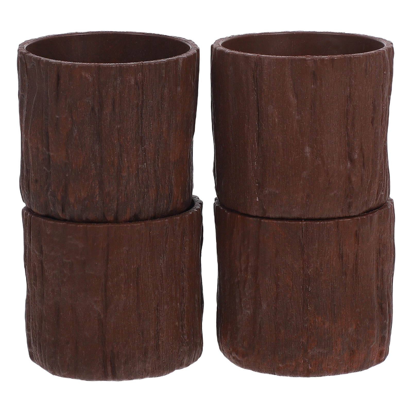 HOMEMAXS 4pcs Imitation Wooden Garden Planter With Bark Texture Mini ...