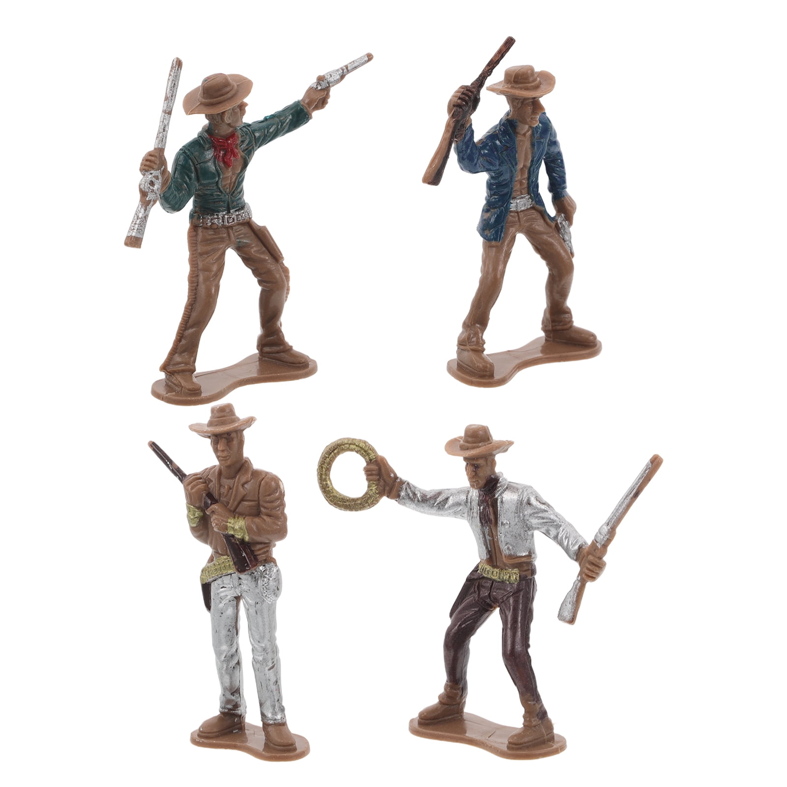 4pcs Mini Cowboy Statue for Western Theme Figurine Collection Cowboy ...