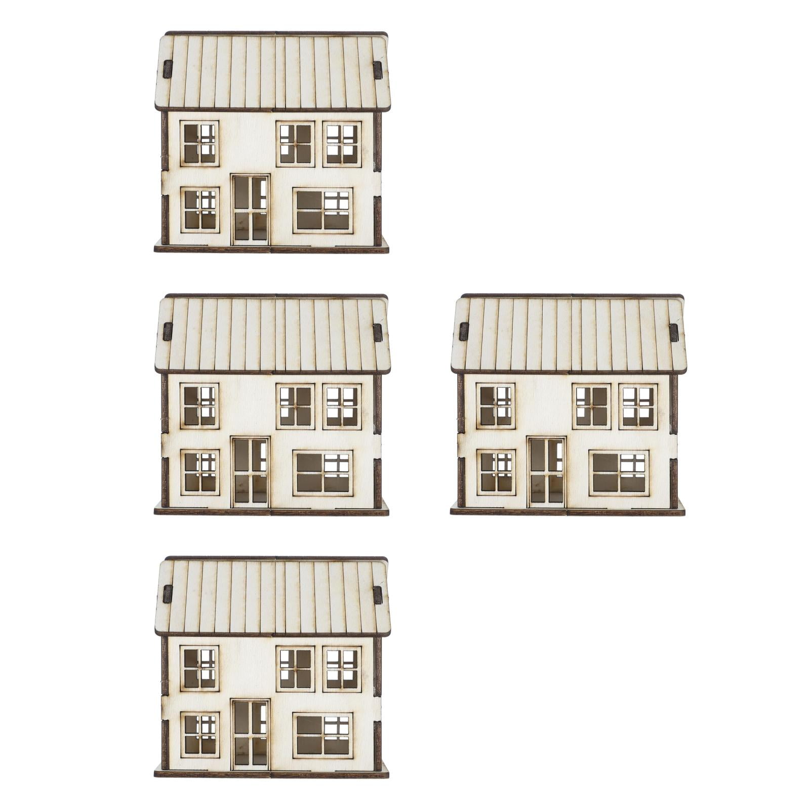 HOMEMAXS 4pcs Mini Diy Model Wooden Dollhouse Kit Christmas Village ...