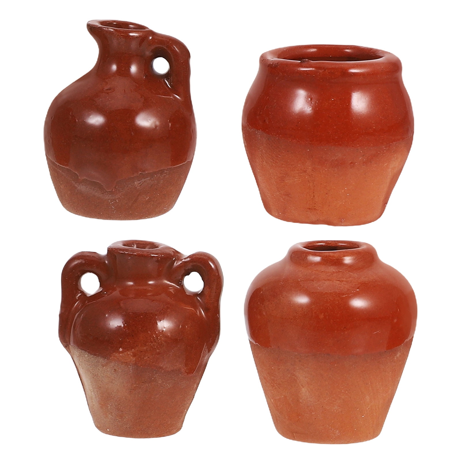 HOMEMAXS 4pcs Miniature Ceramic Pots Dollhouse Flower Pots Small Clay ...