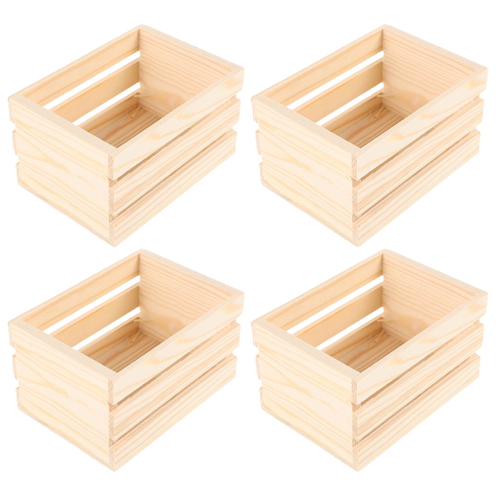 HOMEMAXS 4pcs Miniature Wooden Crates For Dollhouse Kitchen Accessories ...
