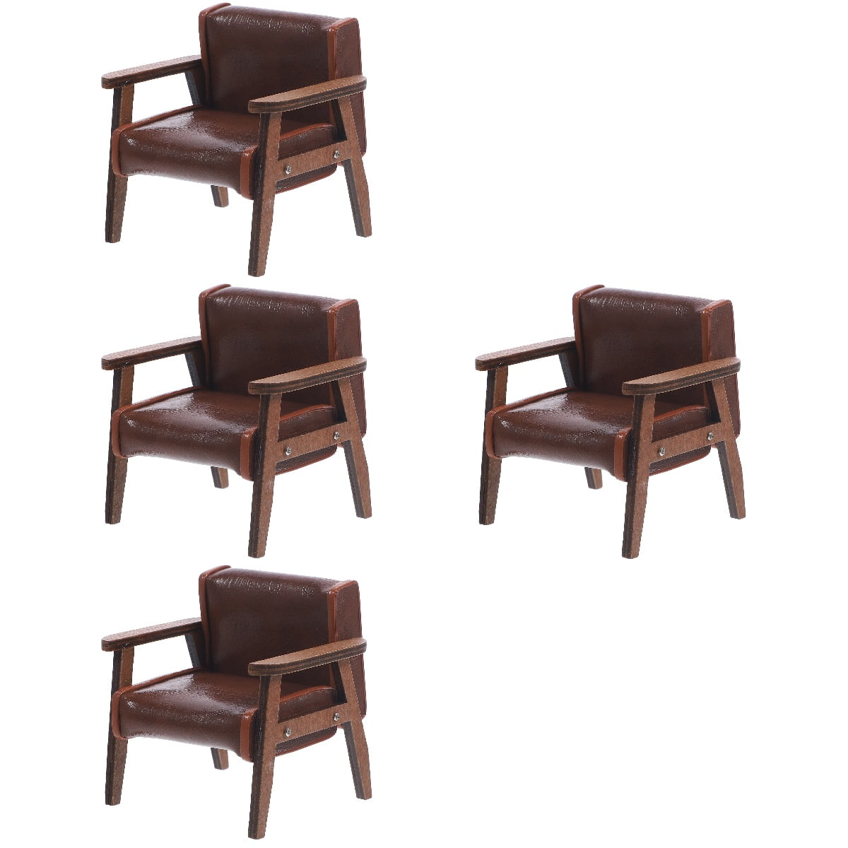 HOMEMAXS 4pcs Miniature Wooden Sofa Chair Tiny Furniture Model Doll ...
