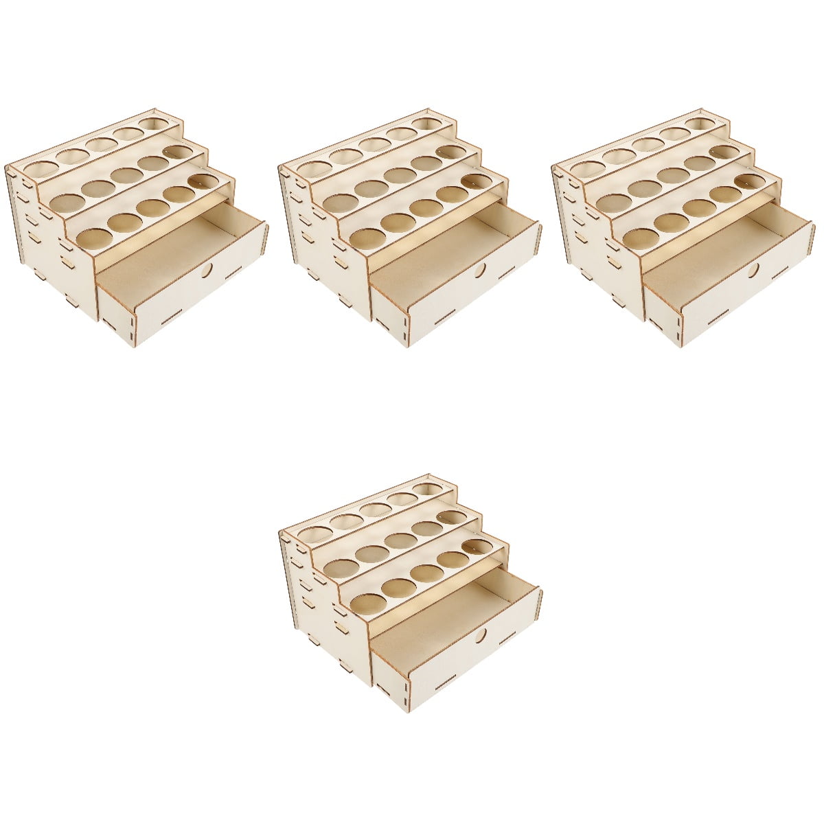 HOMEMAXS 4pcs Paint Wooden Storage Rack with Drawer Pigment Container ...