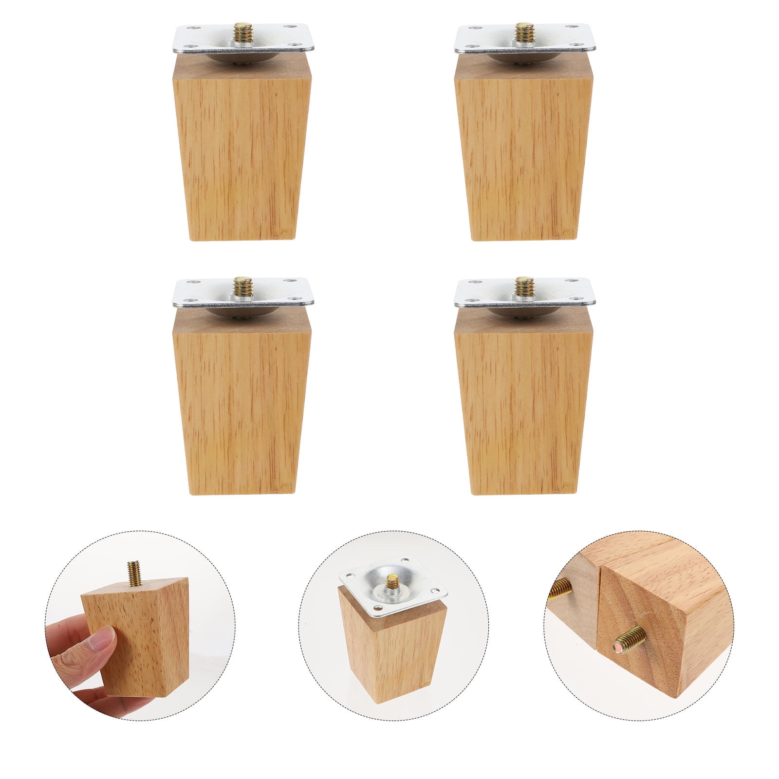 HOMEMAXS 4pcs Solid Wood Table Chair Feet Replacement Furniture Legs ...