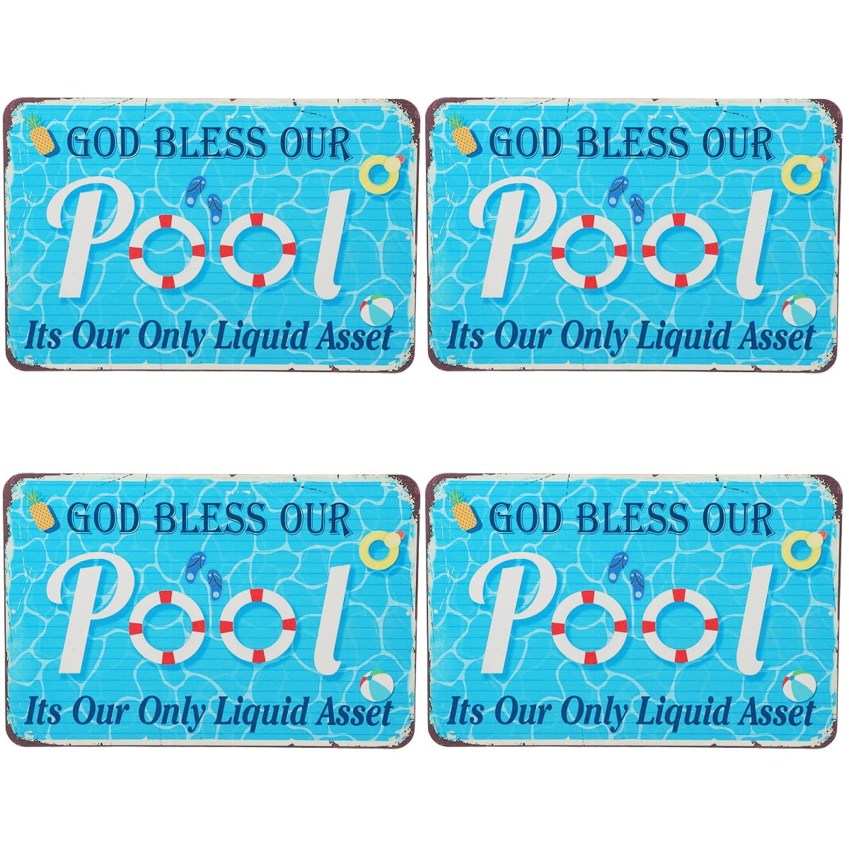 HOMEMAXS 4pcs Swimming Pool Metal Sign Swimming Pool Sign Decoration ...