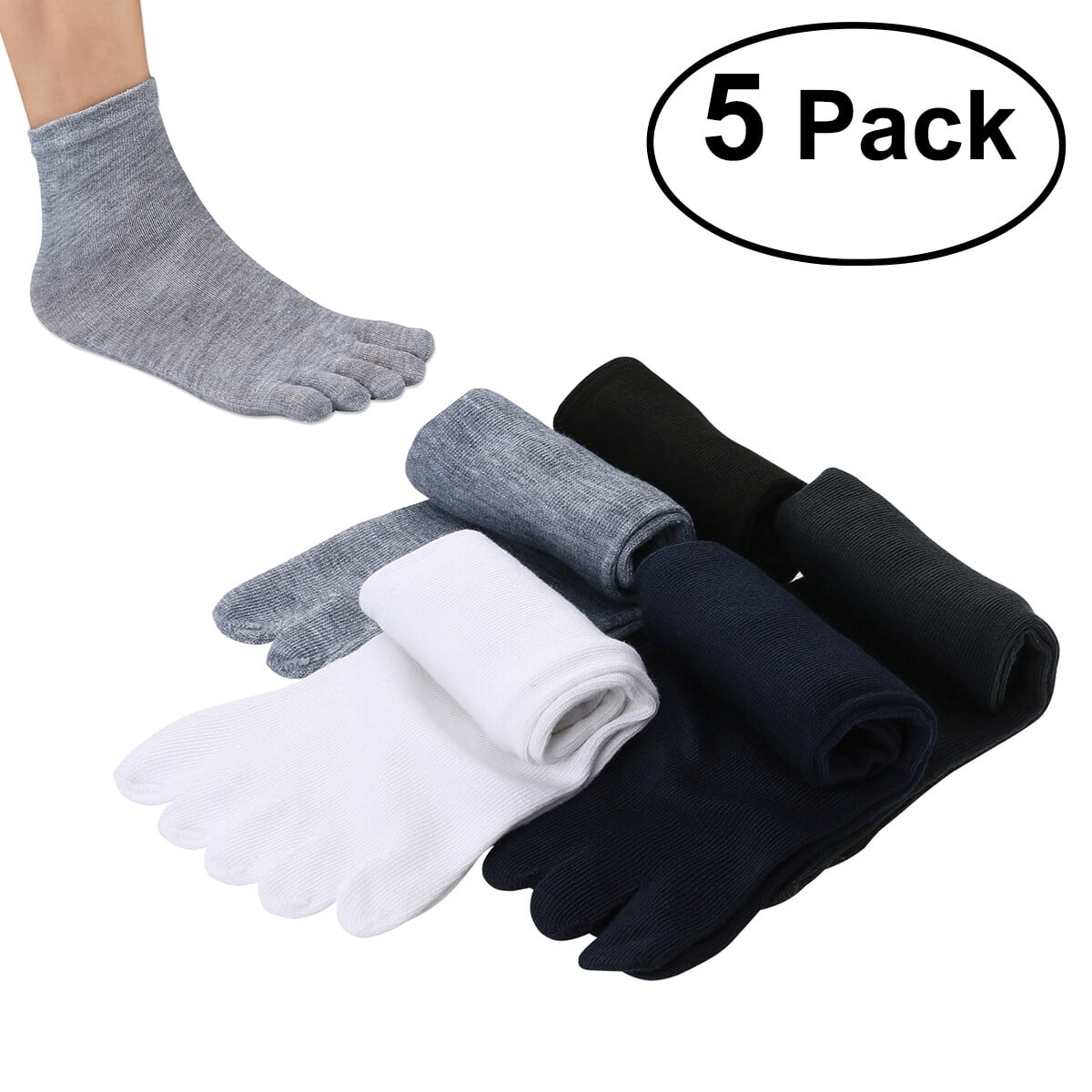 HOMEMAXS 5 Pairs of Men's Soft Comfy Five Toes Separator Socks Foot ...