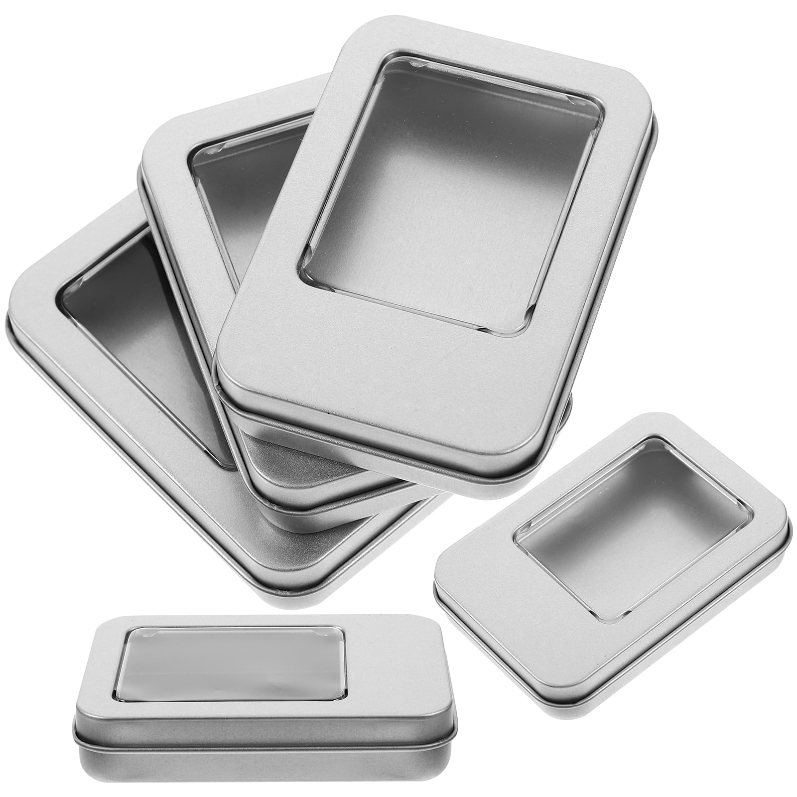 BEADCEST Small Metal Tin Box Silver For General Users 5Pcs 3.42X2.36X0 ...