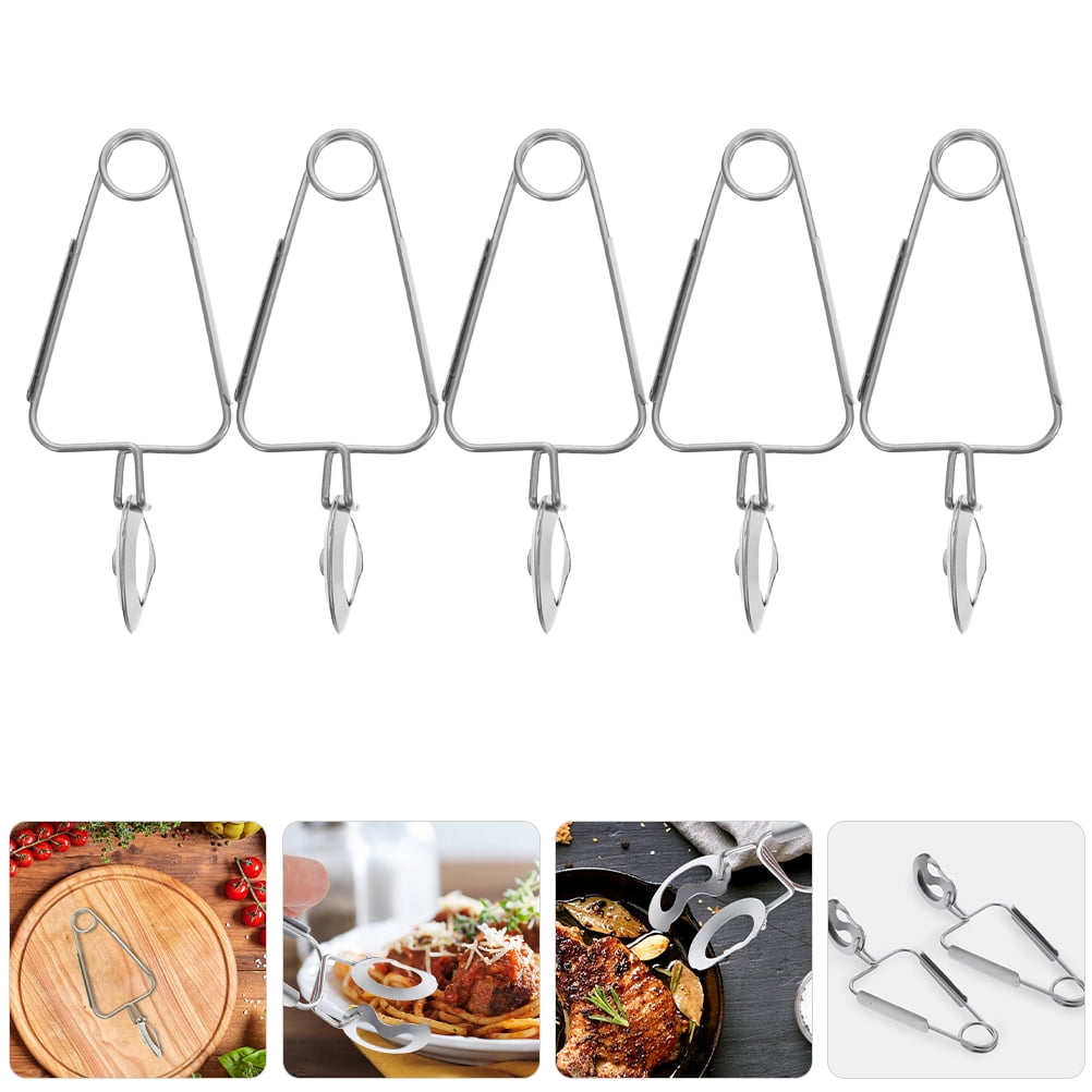5 Pcs French Fork Tong Metal Seafood Tongs Serving Key Cooking Silver ...
