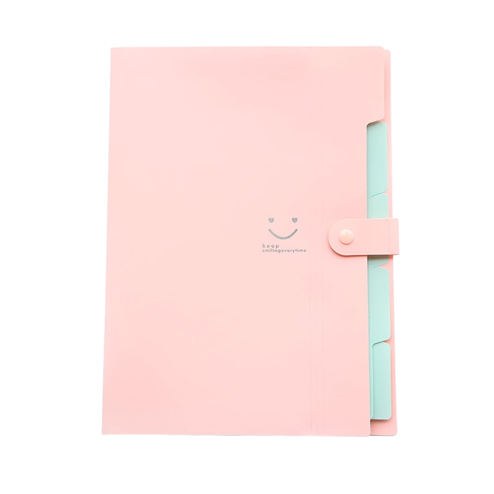5 Pockets File Folder with Snap Closure Pink Folders Student - Walmart.com