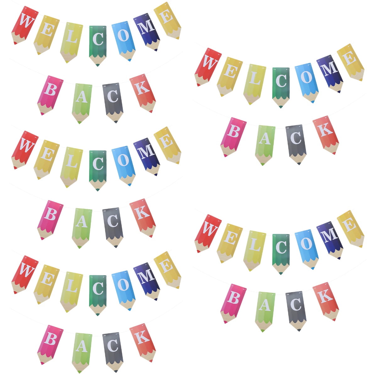 HOMEMAXS 5 Sets of Back To School Banner Decoration Hanging Paper ...