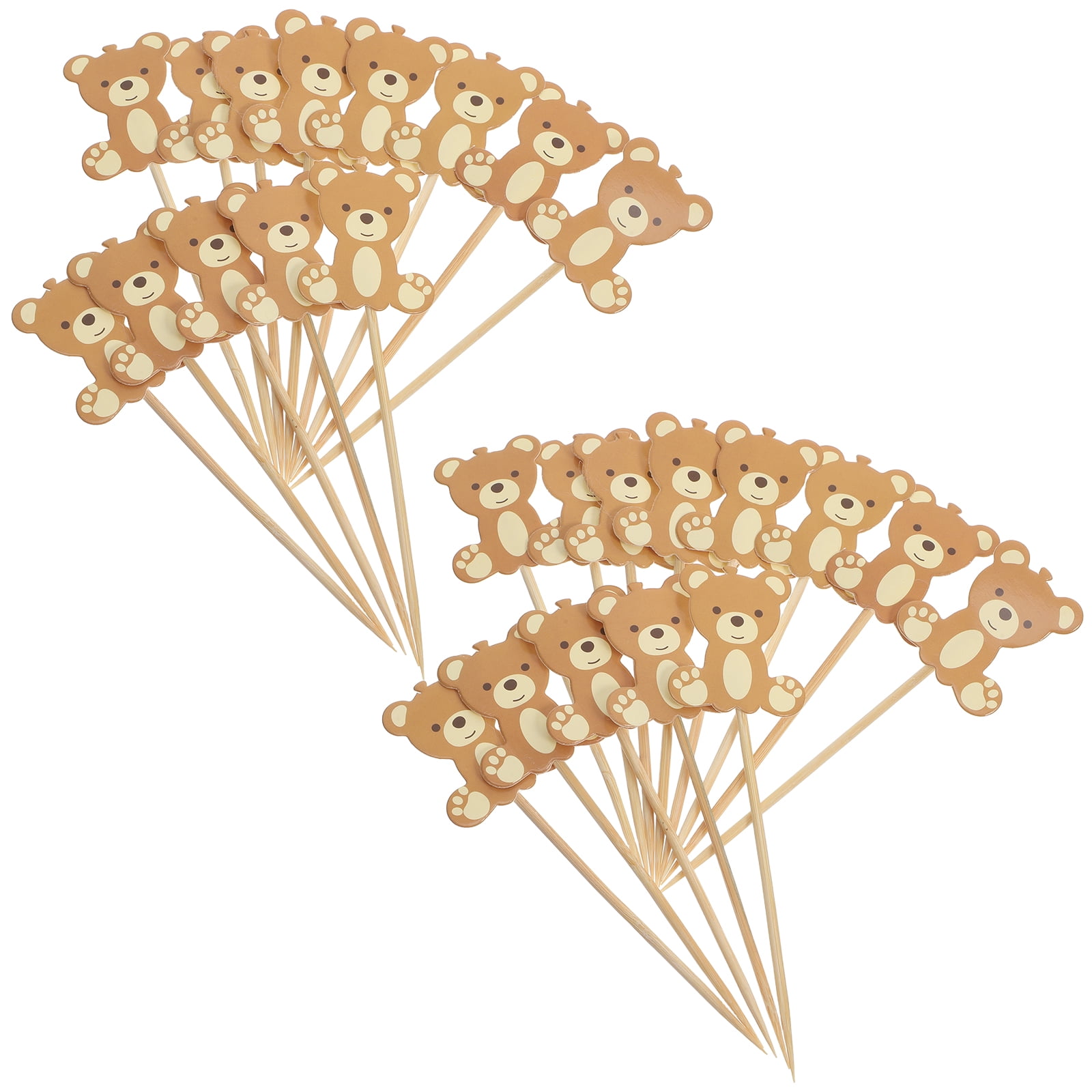50 Pcs Bear Baby Shower Birthday Party Decorations Bear Cupcake Toppers ...