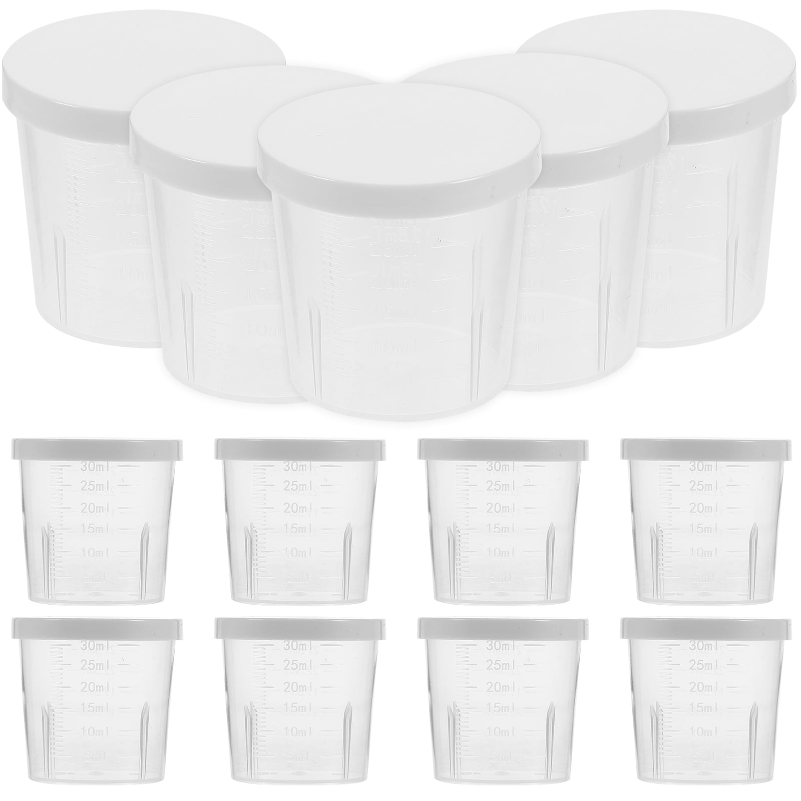 HOMEMAXS 50 Pcs Measuring Cups and Spoons Clear Plastic Round Condiment ...