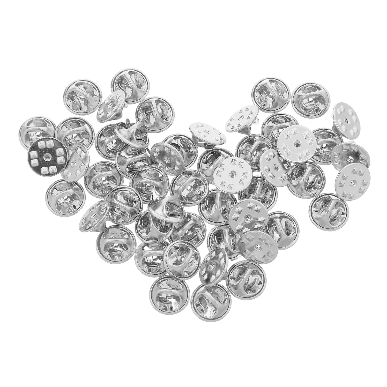 HOMEMAXS 50 Pcs Metal Butterfly Cap Lapel Name Badges Man Staff Silver ...