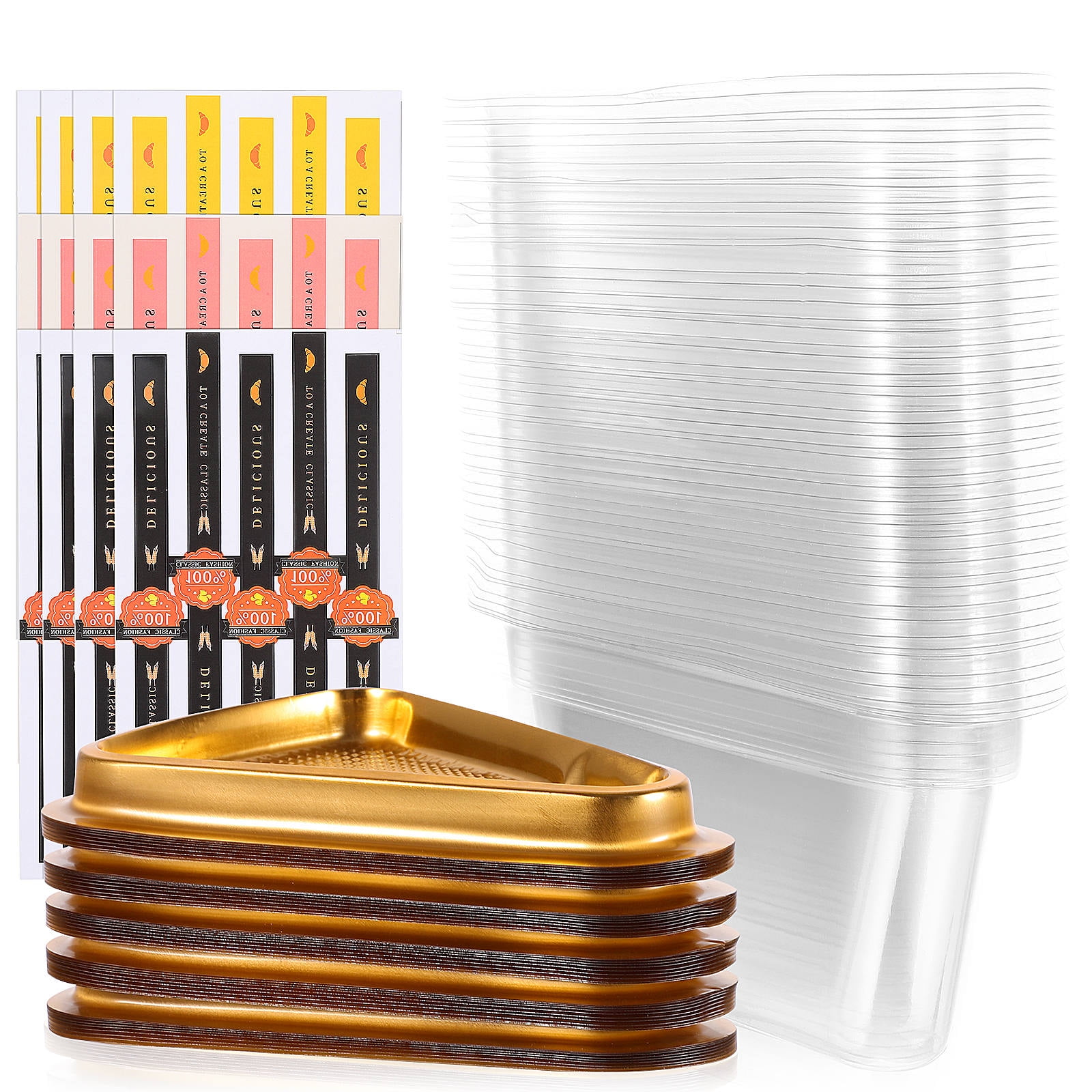 HOMEMAXS 50Pcs Cake Slice Containers Transparent Cake Slice Boxes ...