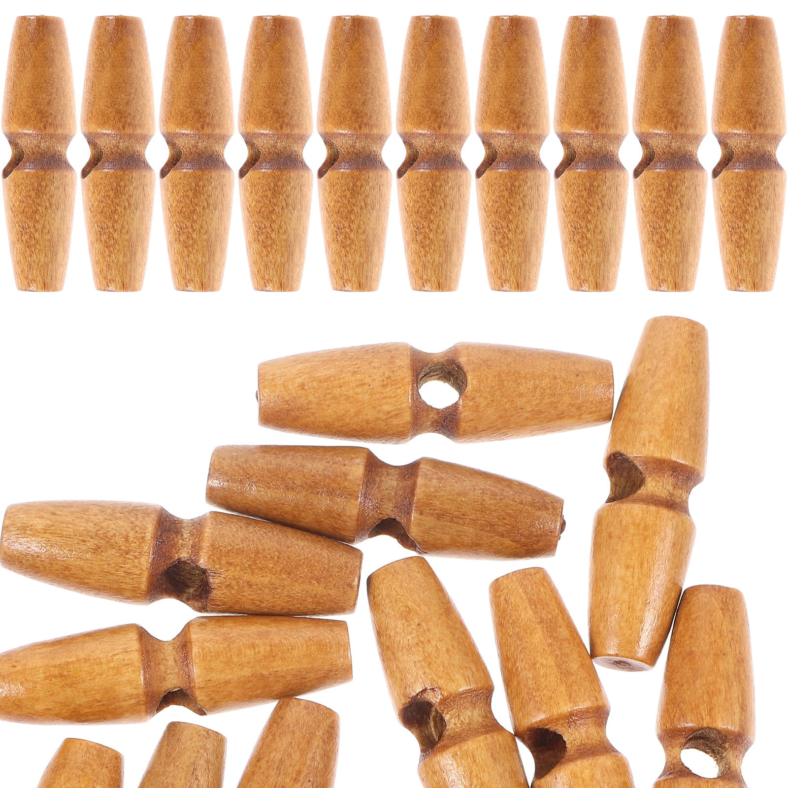 HOMEMAXS 50pcs Beige Wooden Toggle Buttons for Coats and Crafts Decorative Clothing Accessories ...
