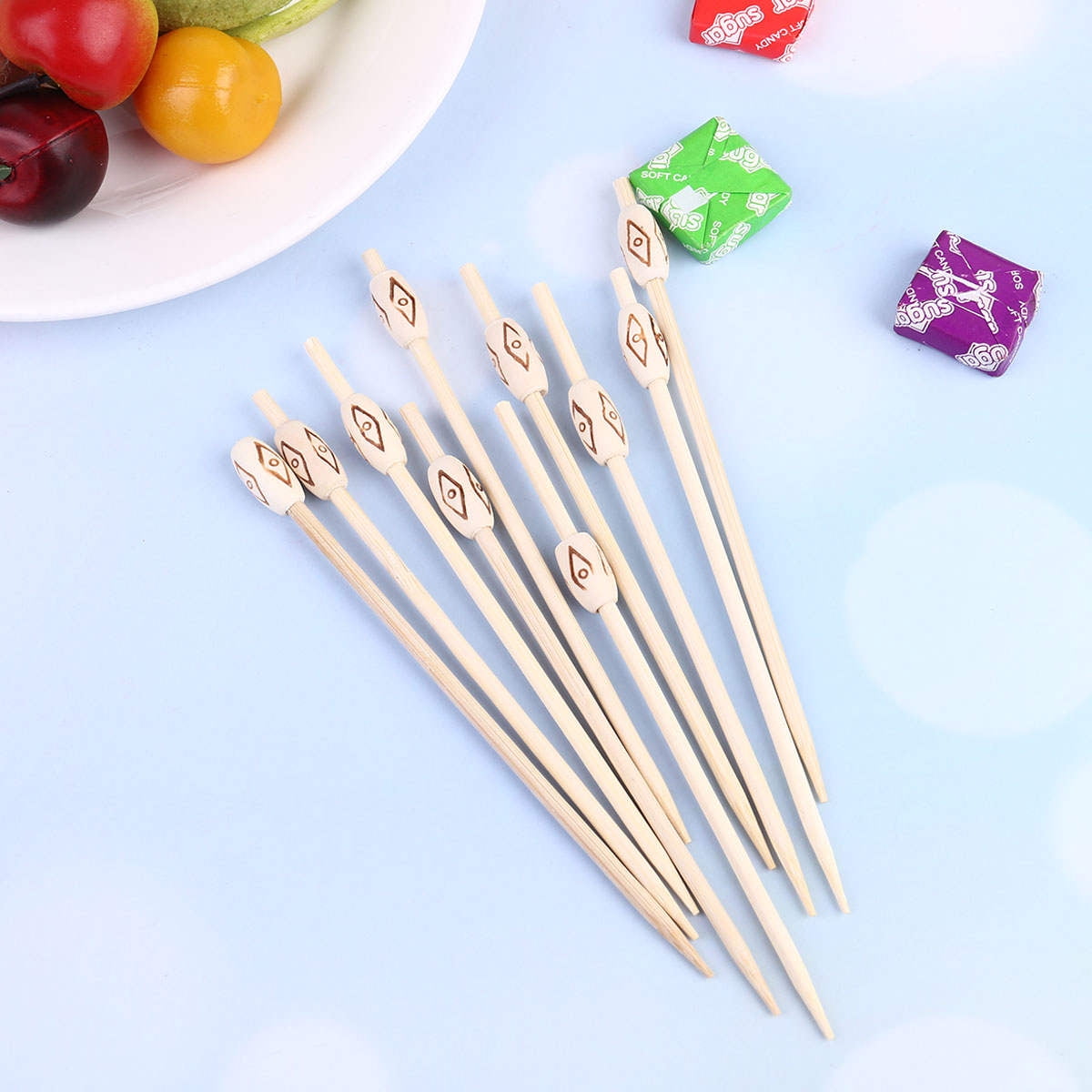 HOMEMAXS 50pcs Disposable Fruit Picks Bamboo Cocktail Drink Picks ...