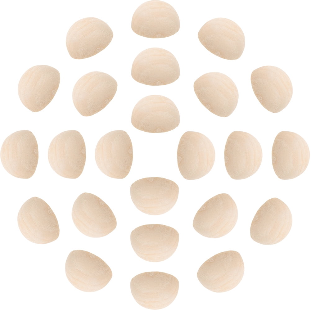HOMEMAXS 50pcs Half Craft Balls Natural Half Wooden Balls Hemisphere ...