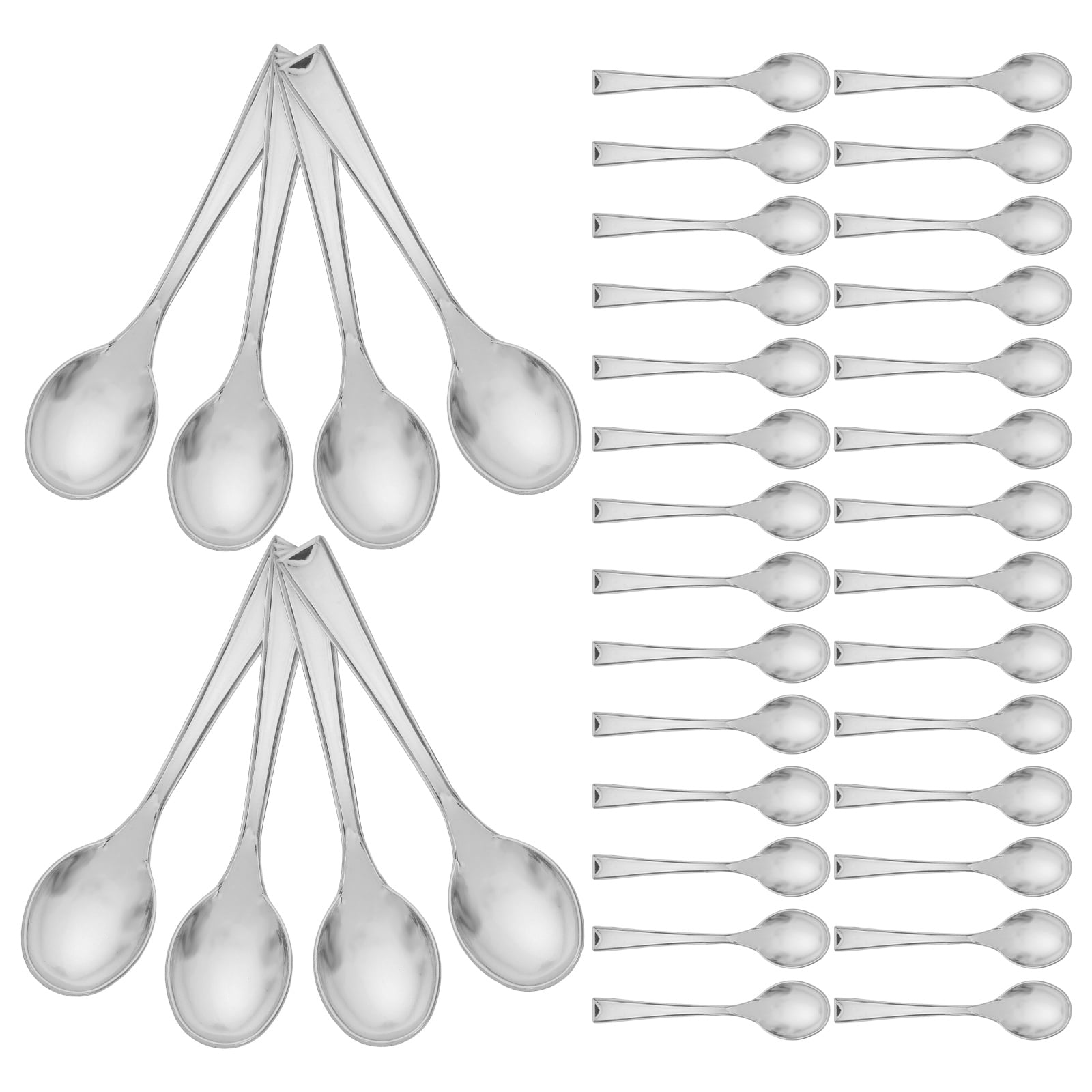 HOMEMAXS 50pcs Silver Mini Dessert Spoons Disposable Tasting Spoon ...