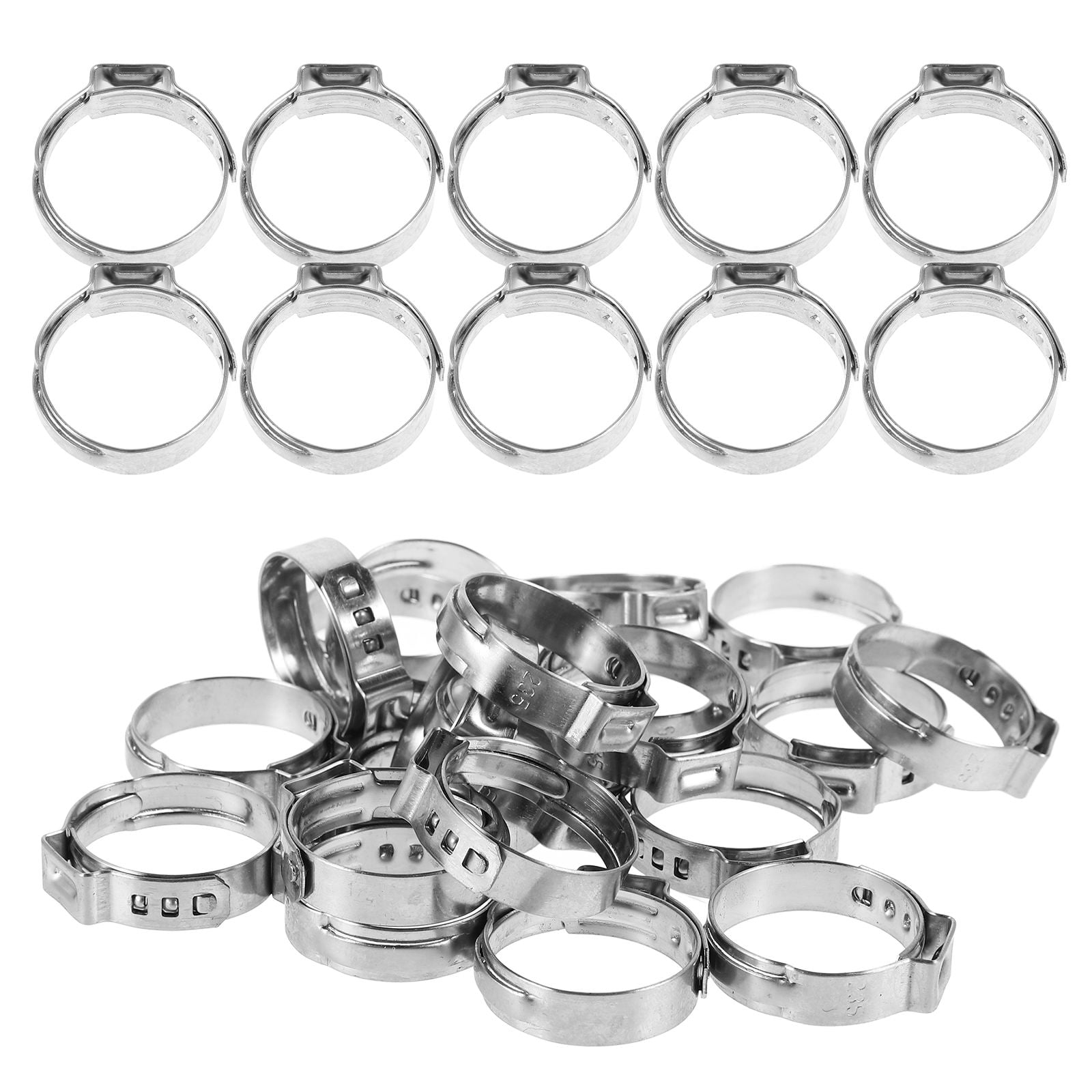 HOMEMAXS 50pcs Stainless Steel Single Ear Stepless Clamp 20.3-23.5mm ...