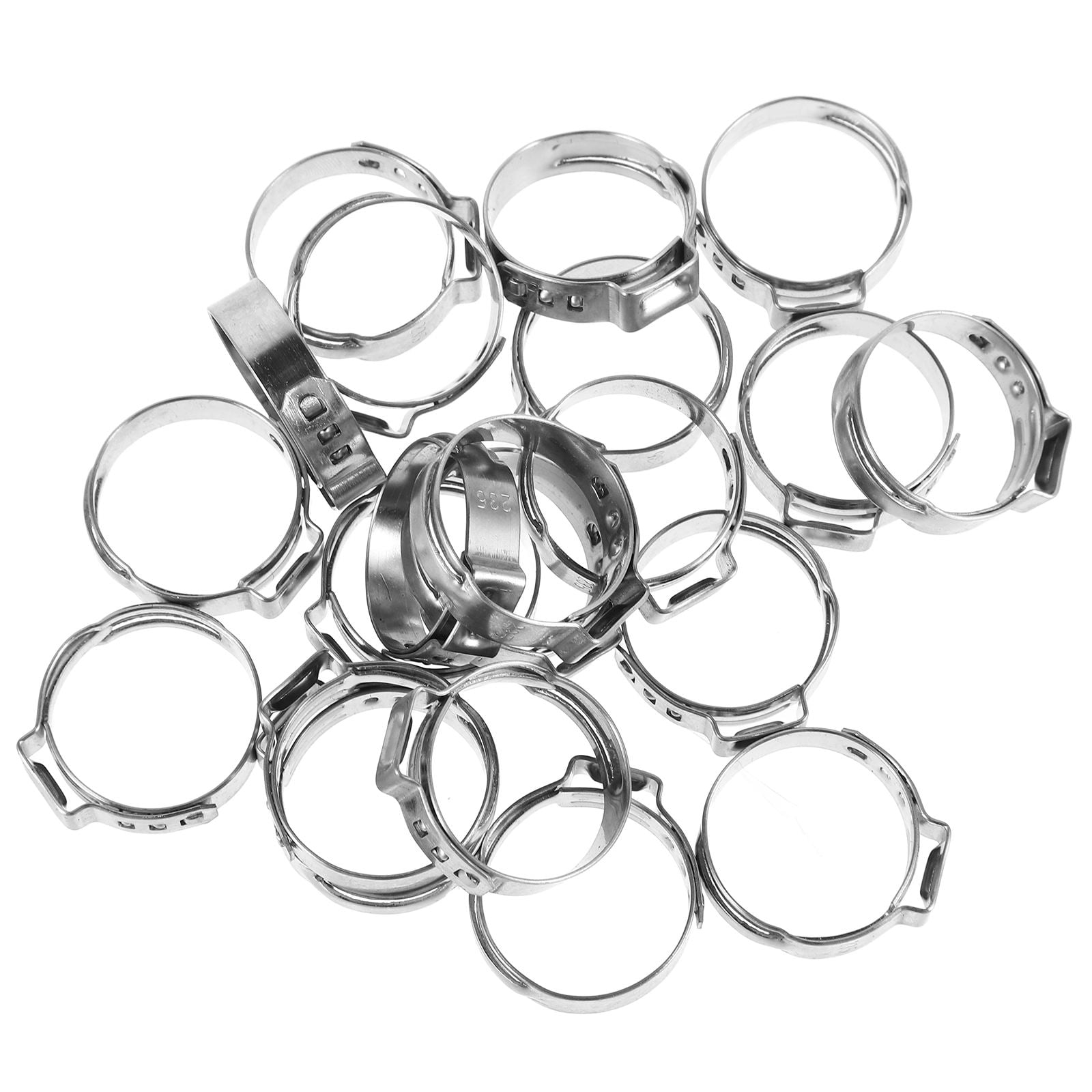 HOMEMAXS 50pcs Stepless Hose Clamp Stainless Steel Single Ear 20.3-23 ...