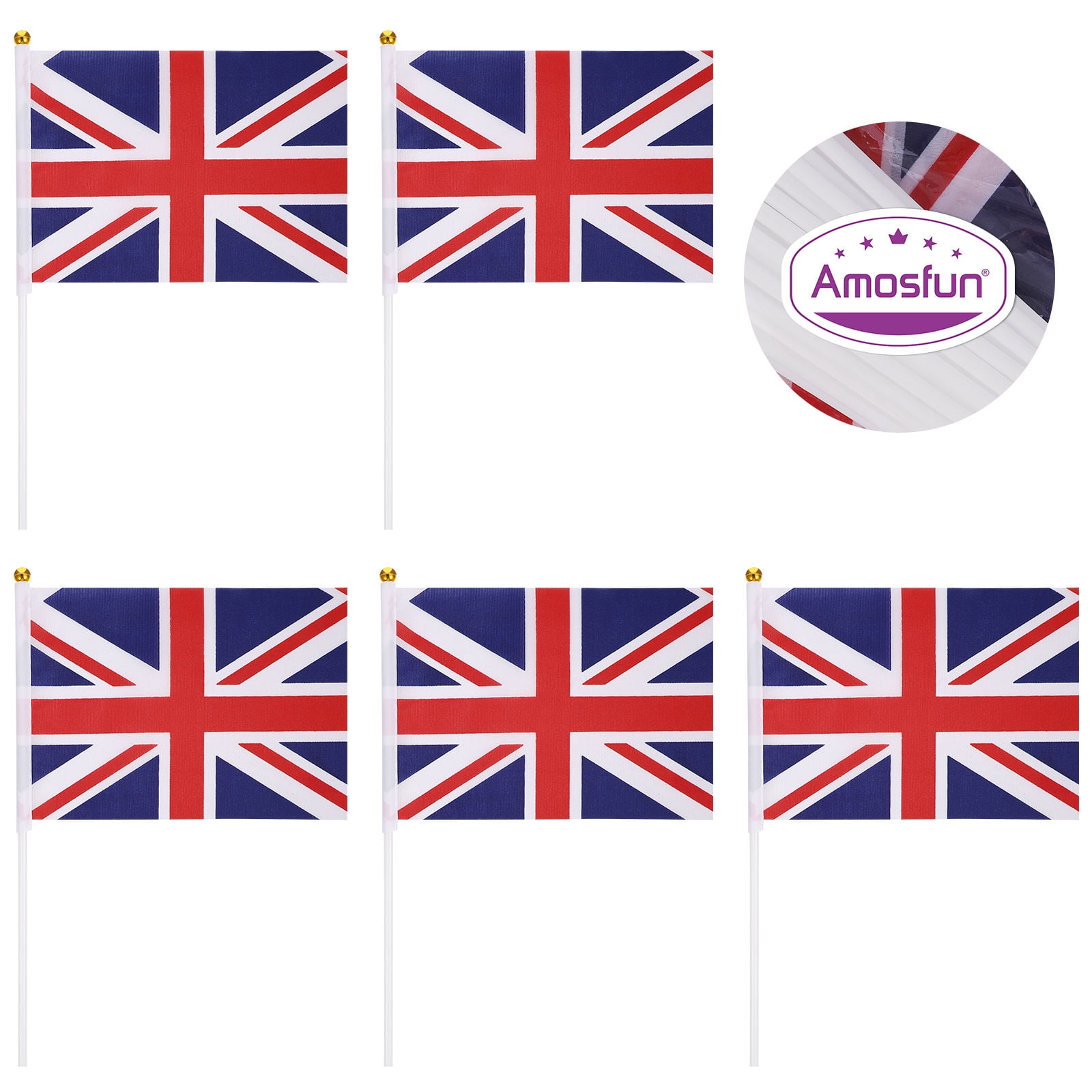 HOMEMAXS 50pcs UK Flags Cheering Hand Waving Flags Britain National ...