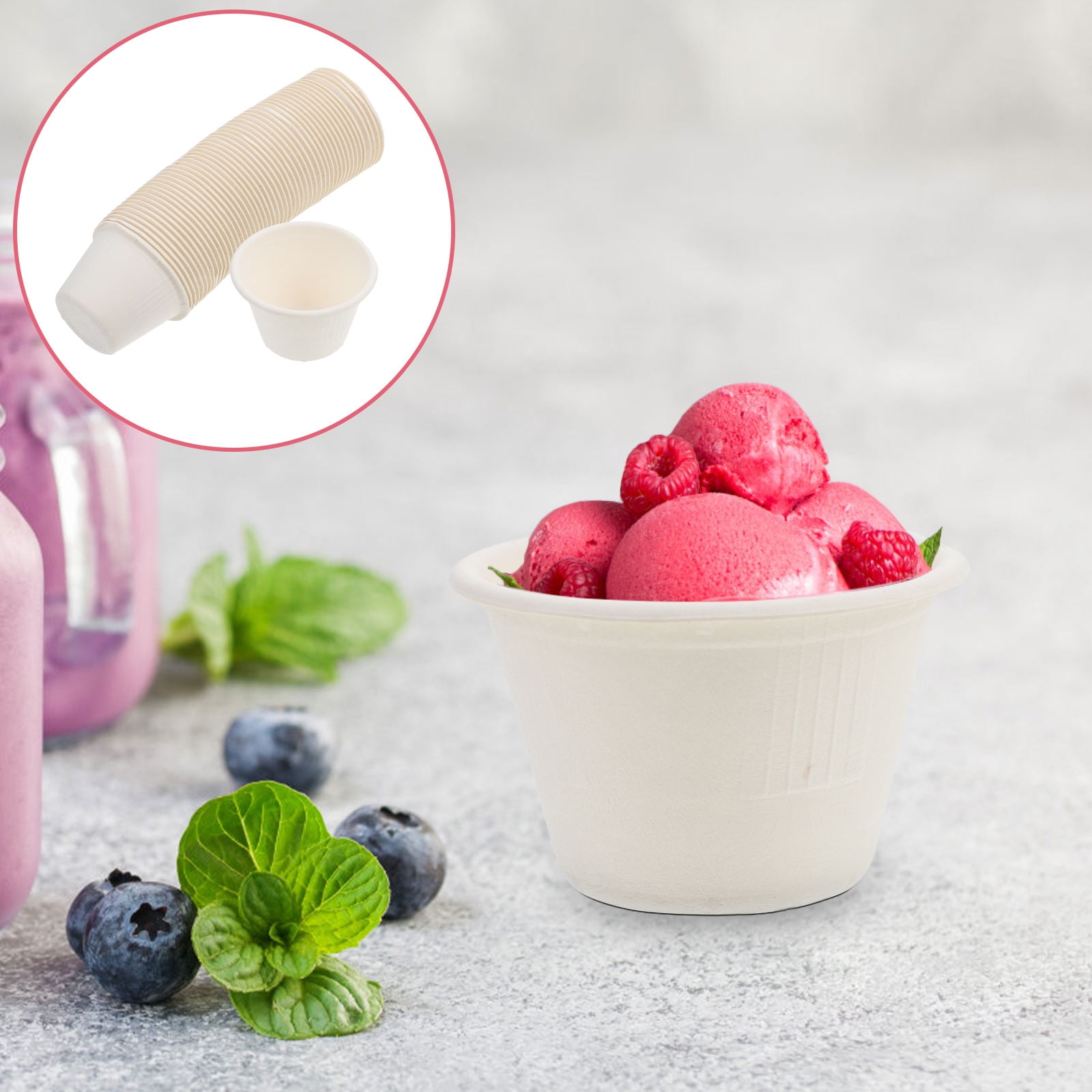 HOMEMAXS 50pcs White Disposable Pulp Ice Cream Bowls Versatile Dessert ...