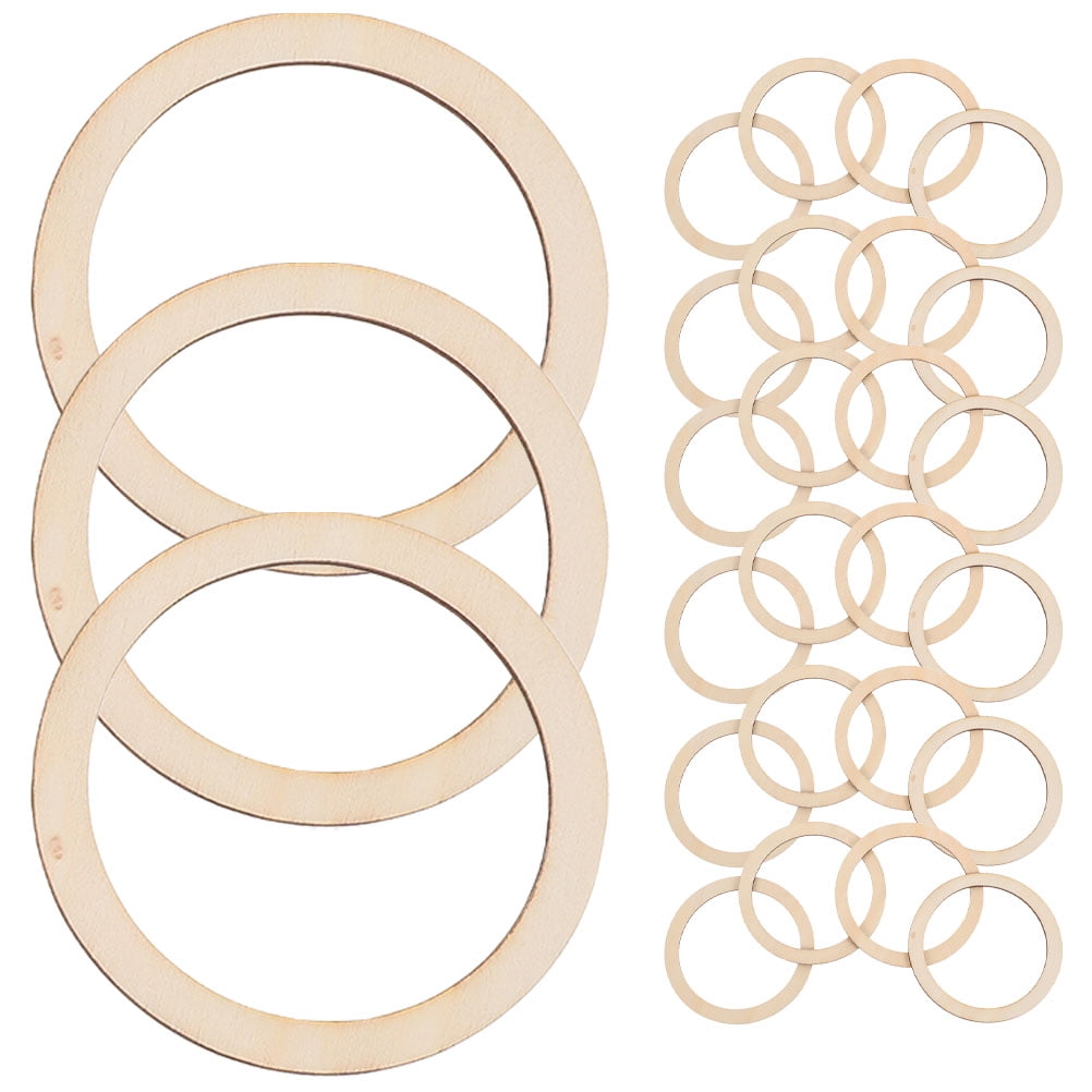 HOMEMAXS 50pcs Wooden Ring Round Blank Circle DIY Wooden Circle DIY ...