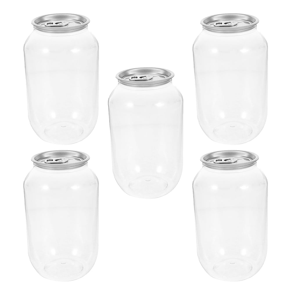 5PCS Empty Plastic Juice Bottles with Caps Reusable Clear Beverage ...