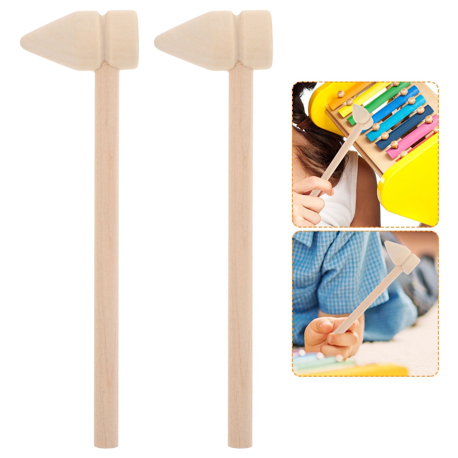 HOMEMAXS Durable Wooden Mallet Toy for Kids Use Beige Safe Hammer Tool ...