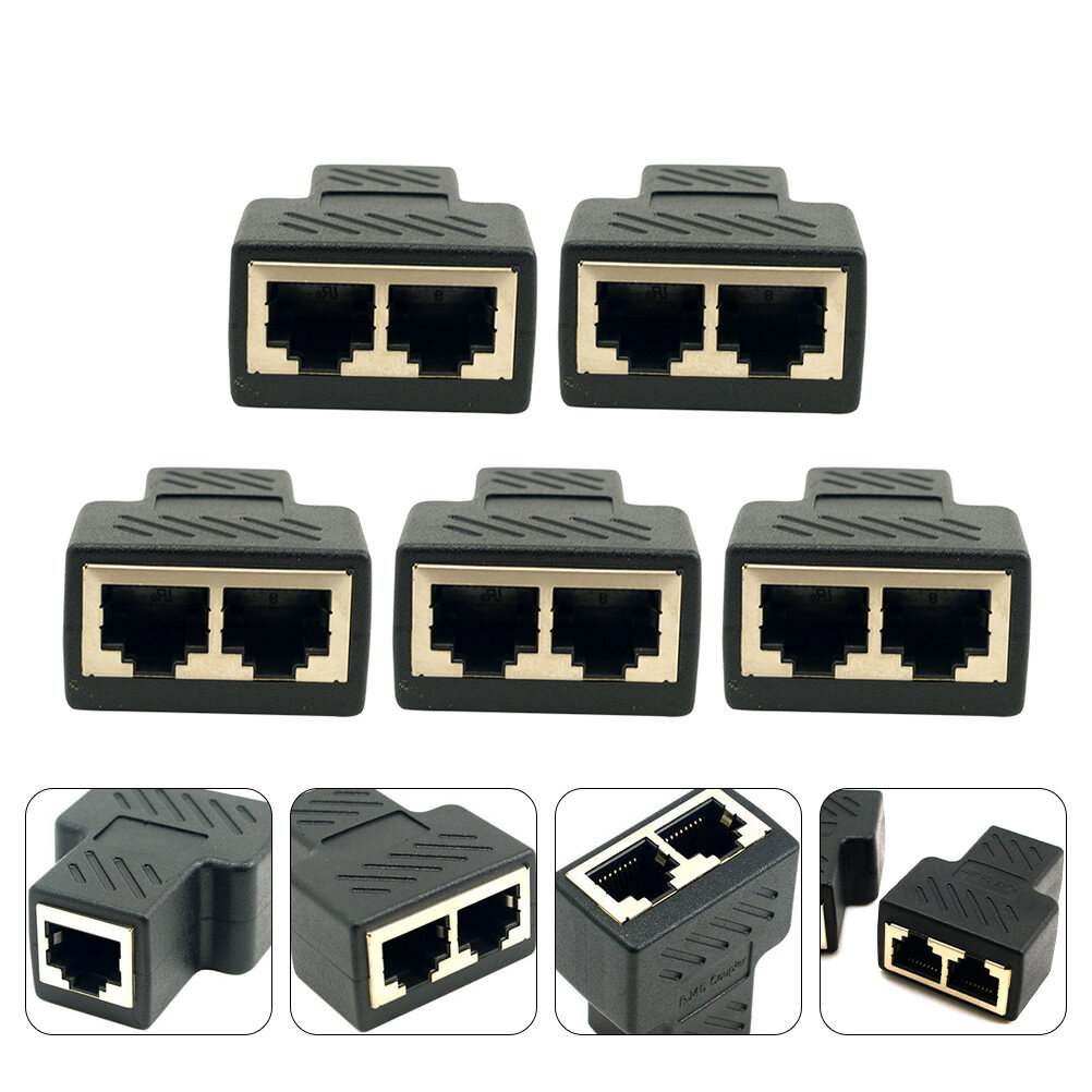 HOMEMAXS 5Pcs RJ45 Female 1 to 2 Port Female Socket Adapter RJ45 ...