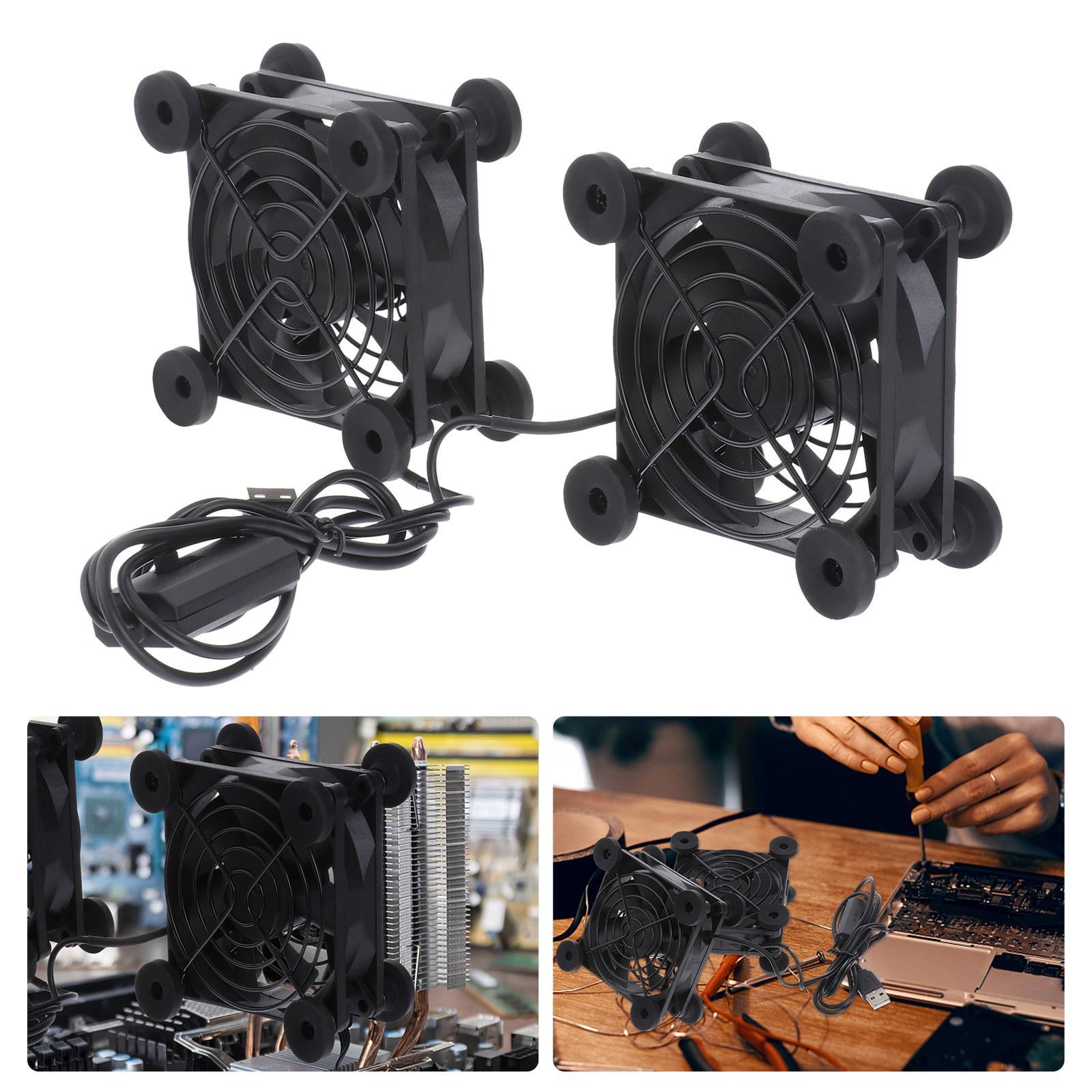 HOMEMAXS 5V 8cm USB Chassis Cooling Fan Mute Radiator Cooler Router Set ...