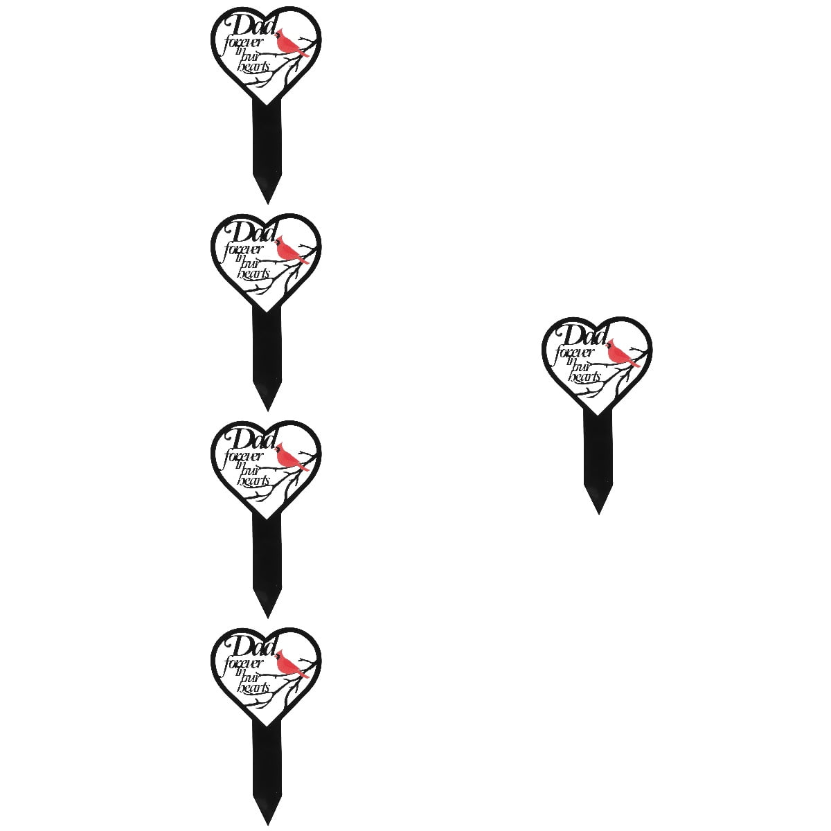 HOMEMAXS 5pcs Cemetery Memorial Heart Shaped Stake Metal Craft Yard ...