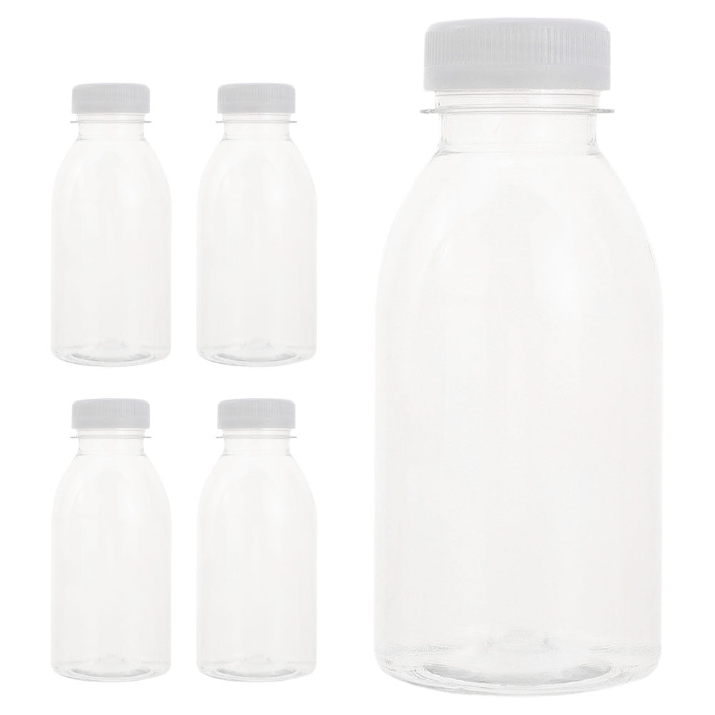 5pcs Clear Juice Bottles With Lids Transparent Drink Containers Sealed ...