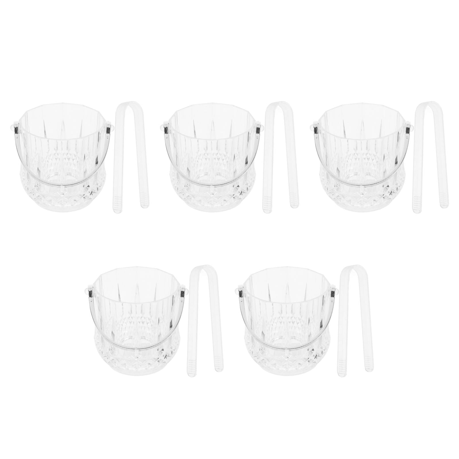 HOMEMAXS 5pcs Clear Plastic Ice Bucket With Ice Tongs 1150 ml With Tong ...