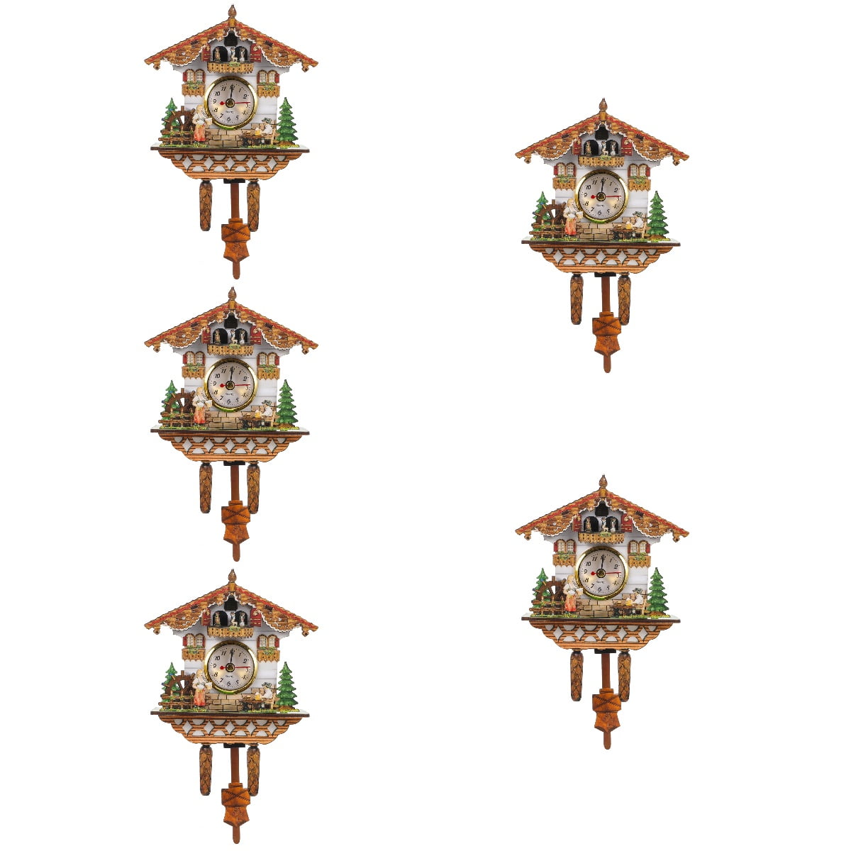 HOMEMAXS 5pcs Cuckoo Clock Wall Clock Handcrafted Traditional Clock Retro Bird House Clock ...