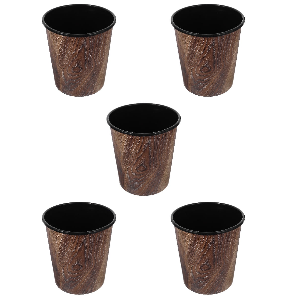 HOMEMAXS 5pcs Imitation Wood Grain Trash Can Office Garbage Can Kitchen ...